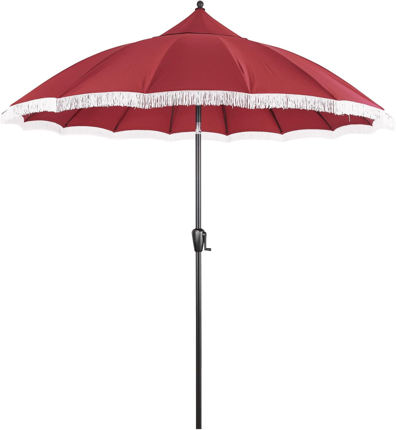 FGYRYK 9' Patio Umbrella with Canopy and White Fringe Accents, Black ...
