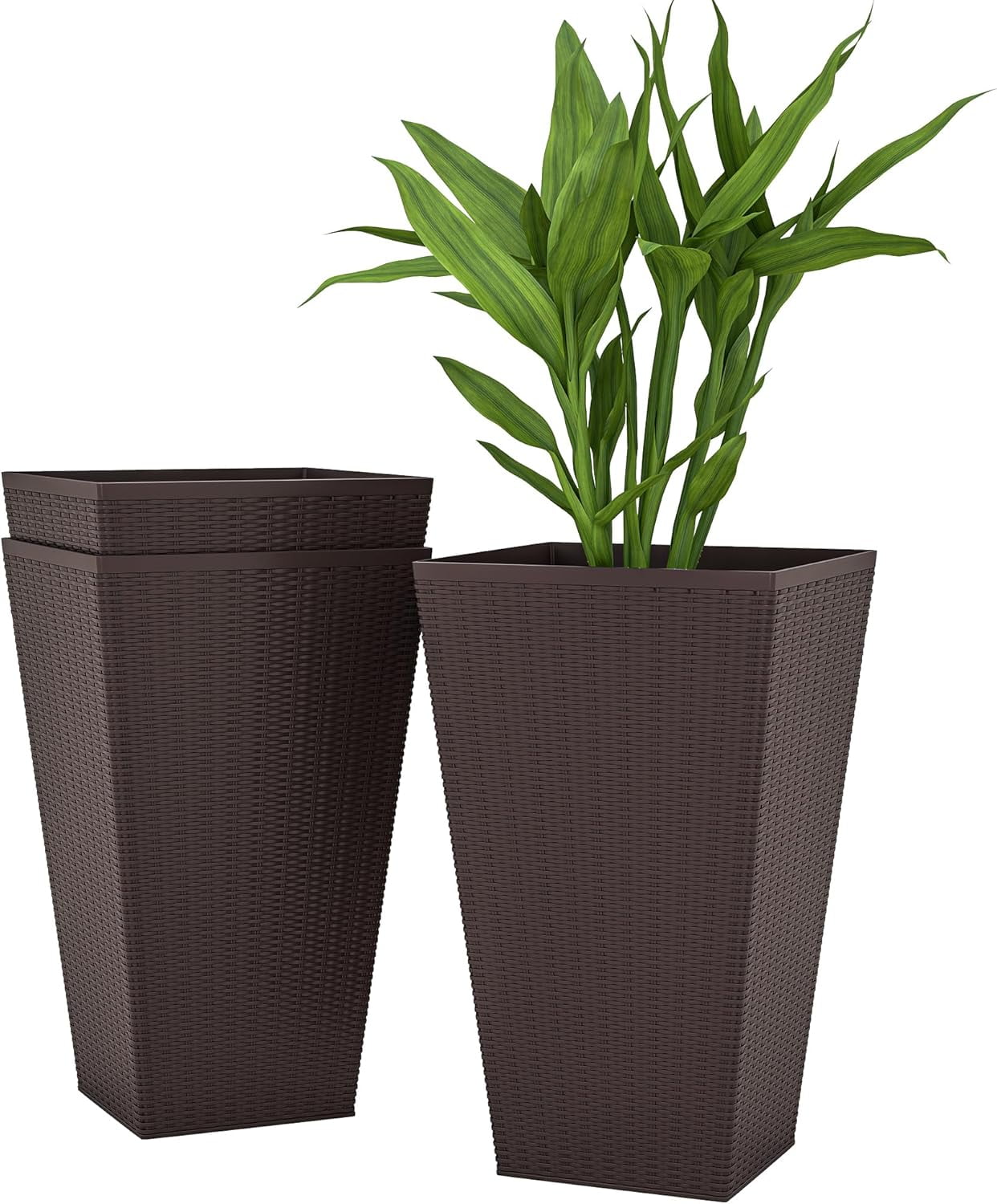 FGYRYK Set of 3 Tall Planters with Drainage Hole, 24" Outdoor Flower ...