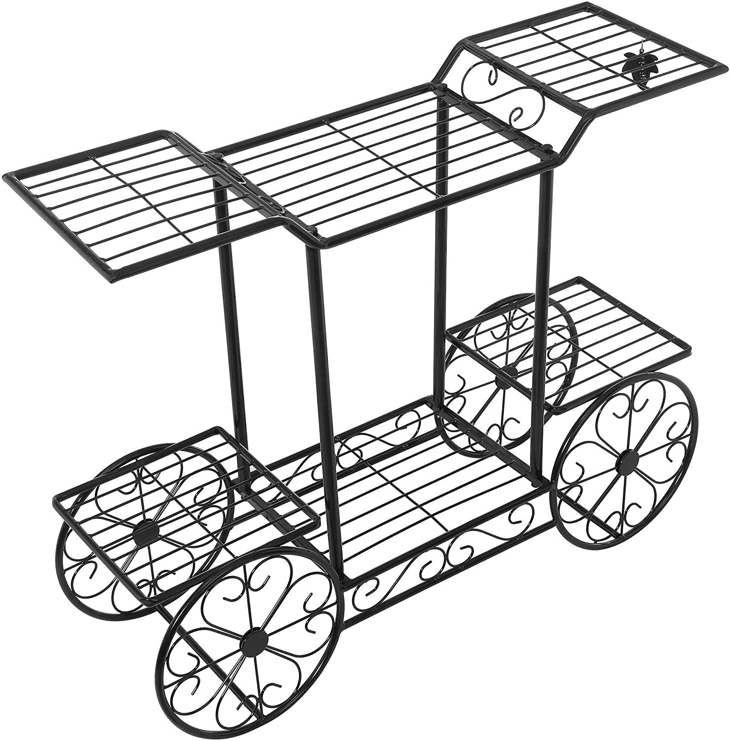 FGYRYKSix layer black metal garden cart style indoor flower rack ...