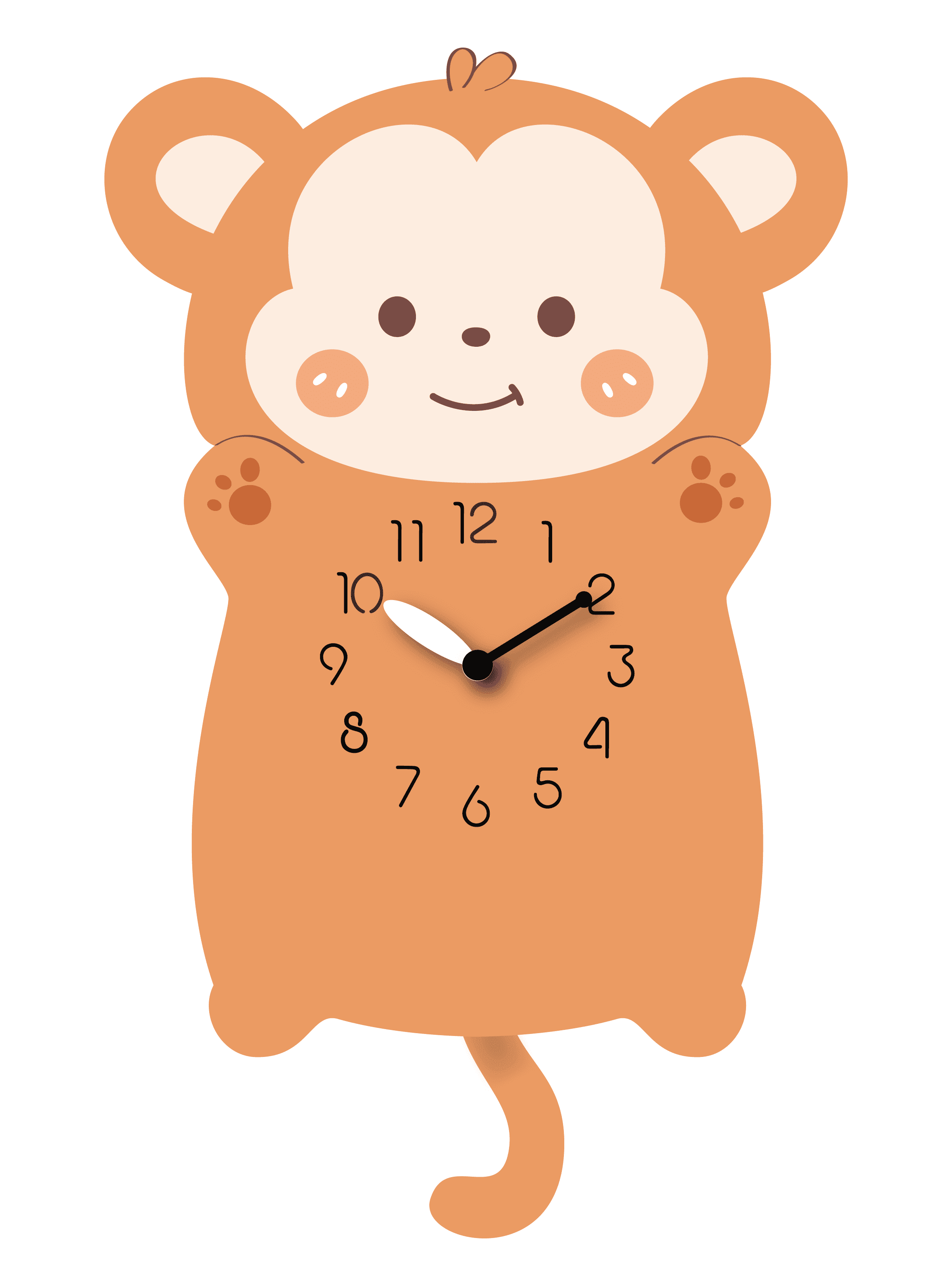 FGnano Adorable Little Monkey Shaped Pendulum Wall Clock, Cartoon Style ...
