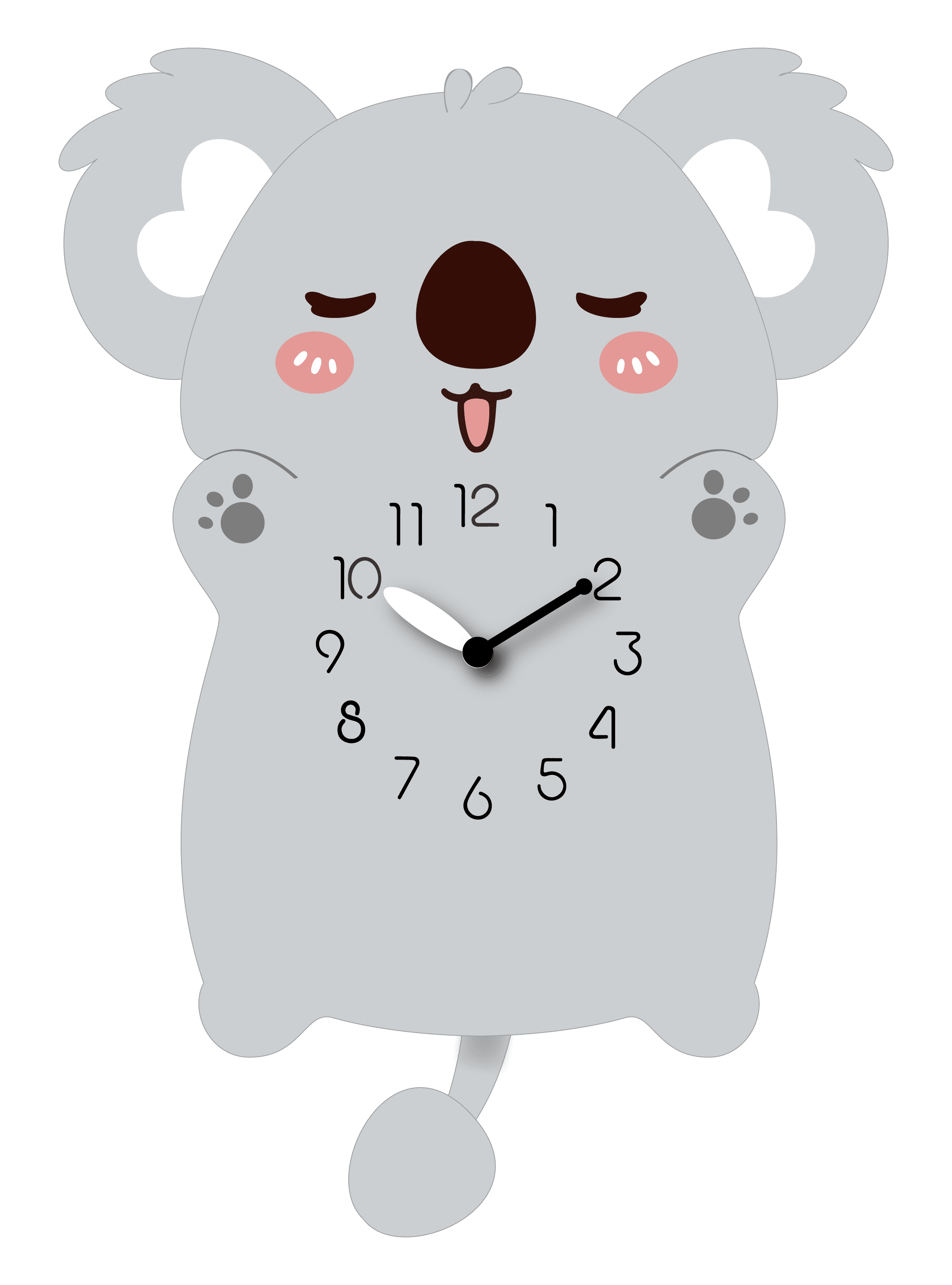 FGnano Koalby Adorable Koala Shaped Pendulum Wall Clock, Cartoon Style ...