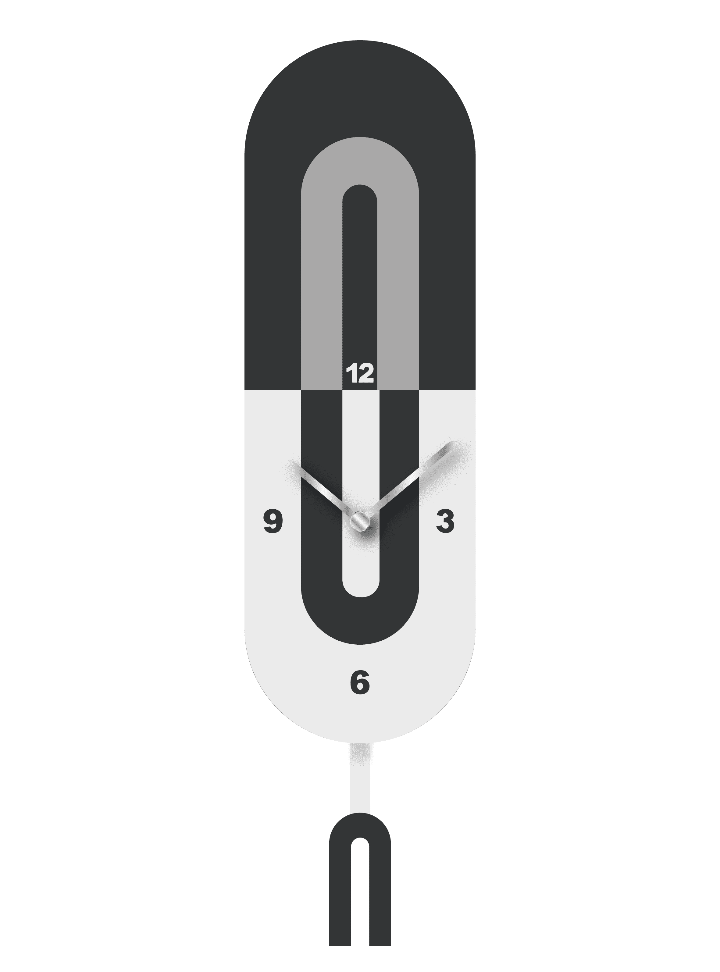 FGnano Modern Classic Vertical Oval Pendulum Wall Clock, White, Black ...