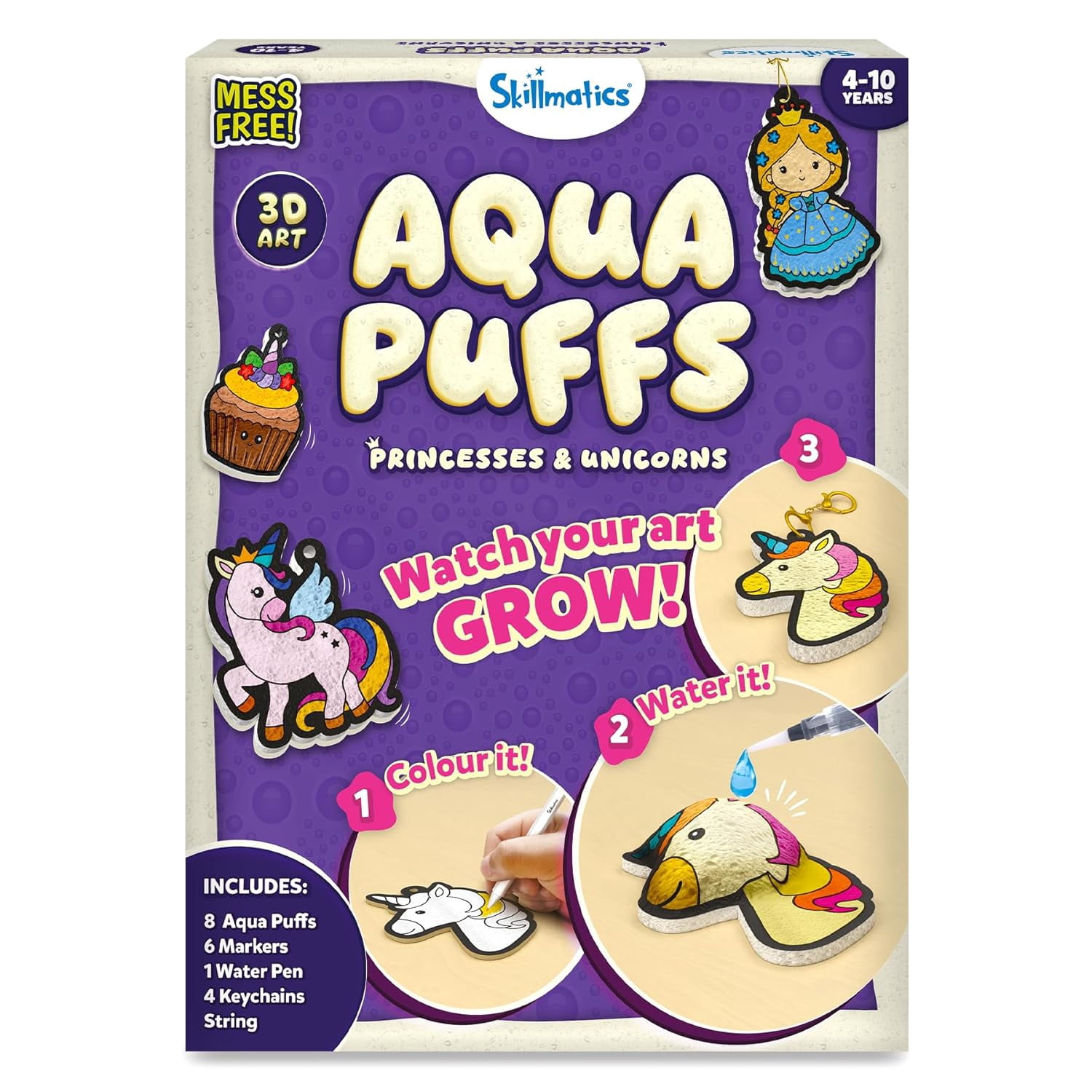 FH Art Kit - Aqua Puffs Princesses & Unicorns, Mess-Free Painting Craft ...