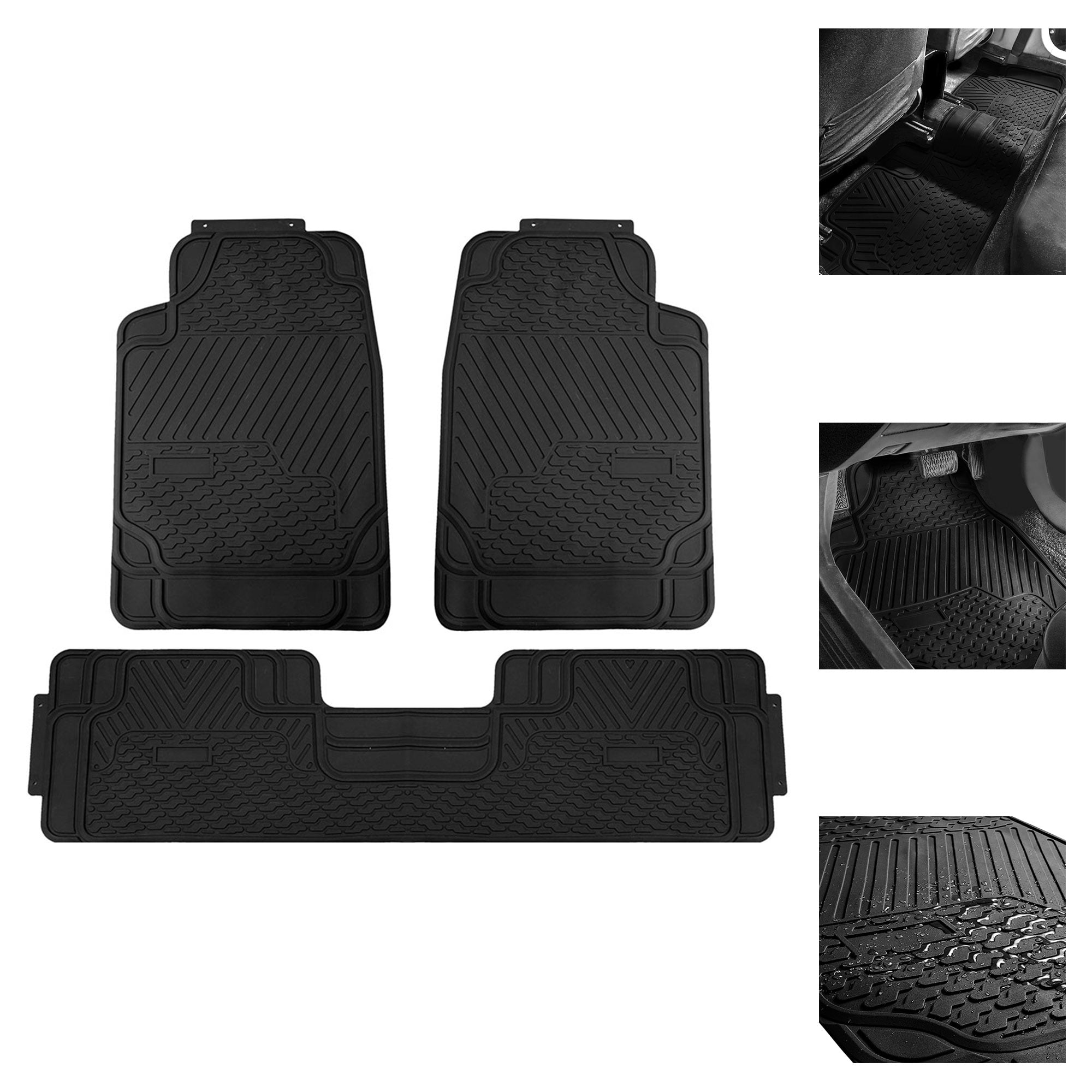 FH Group 3 Piece Heavy Duty Rubber Floor Mats For Auto Sedan SUV Van ...