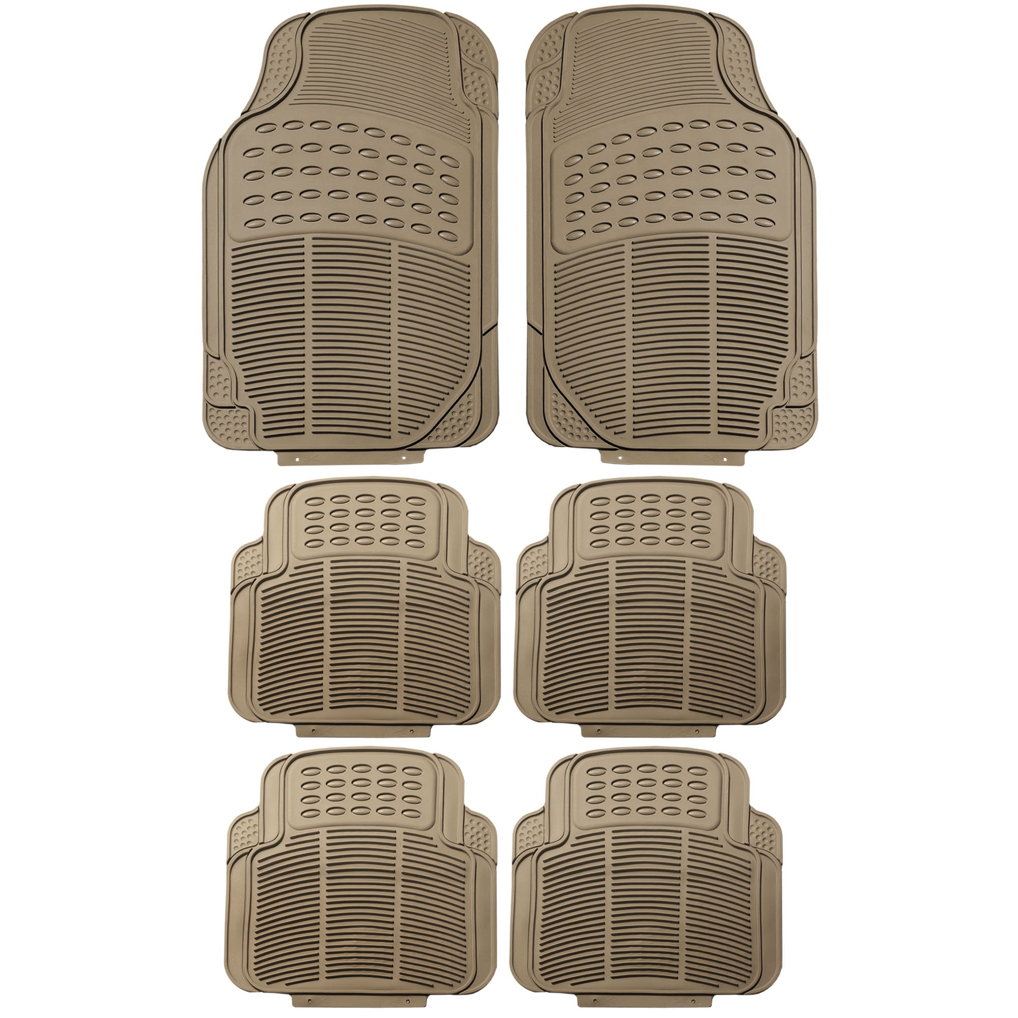 FH Group Universal Fit 3 Row Rubber Car Floor Mats For Auto SUV Van ...