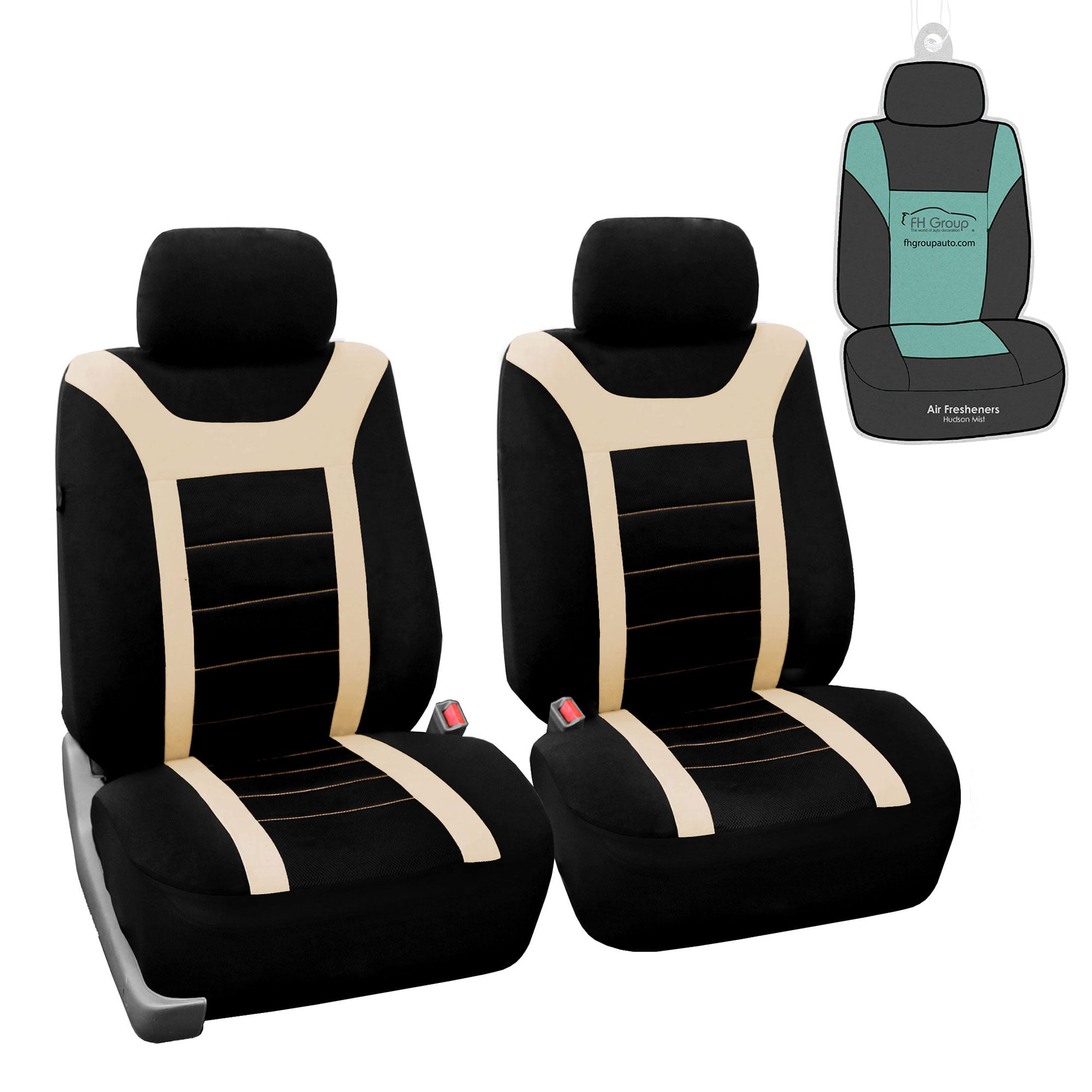 FH Group Beige 3D Air Mesh Front Set Car Seat Cover with Air Freshener ...