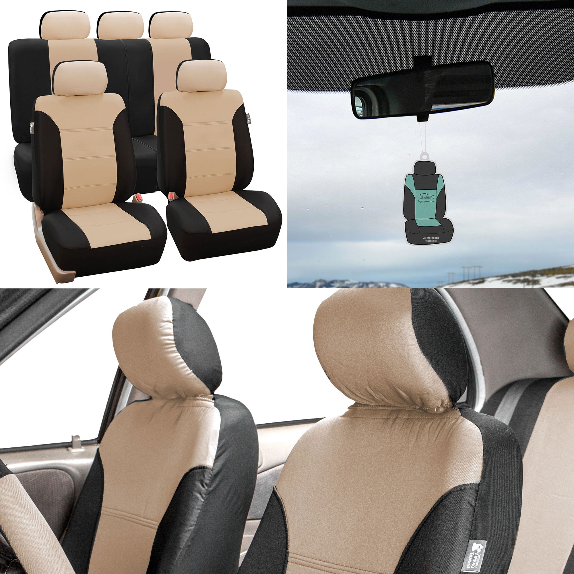 Free Shipping! FH Group Beige Full Set Car Seat Cover with Air ...