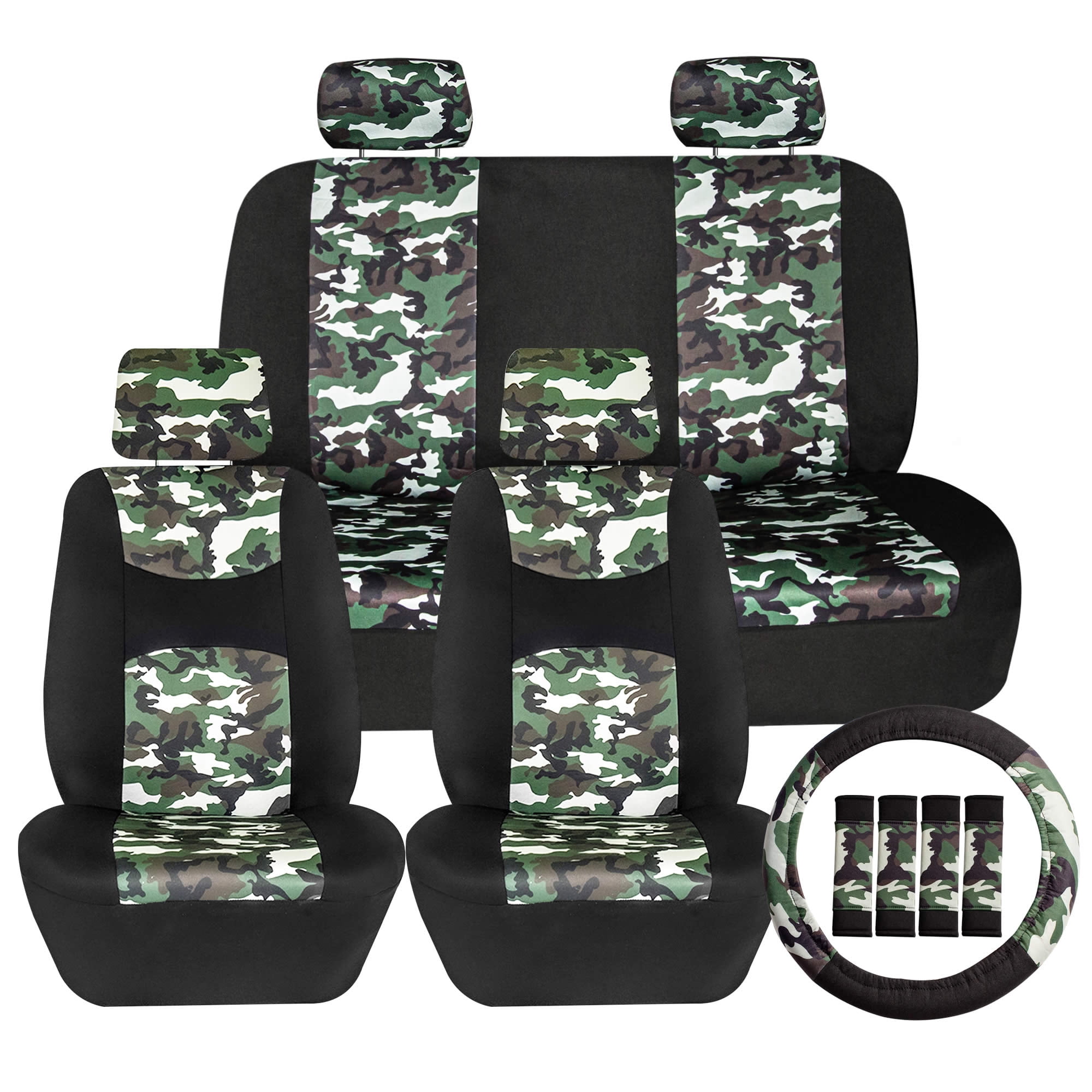FH Group Camo Bucket Bench Hunting Inspired Seat Covers Set for Car ...