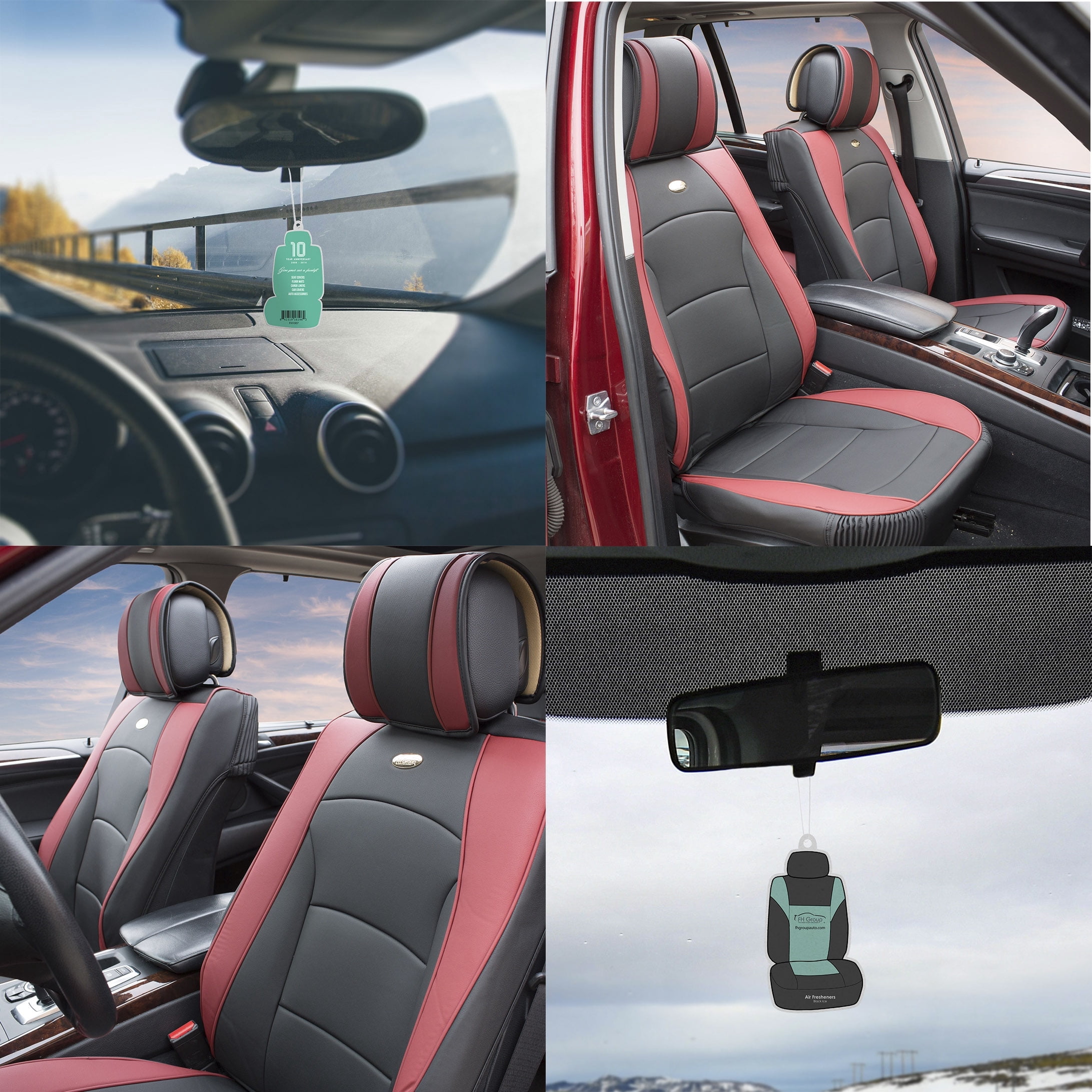 FH Group Car Seat Cover Leatherette Luxury Bucket Pair Seat Covers ...