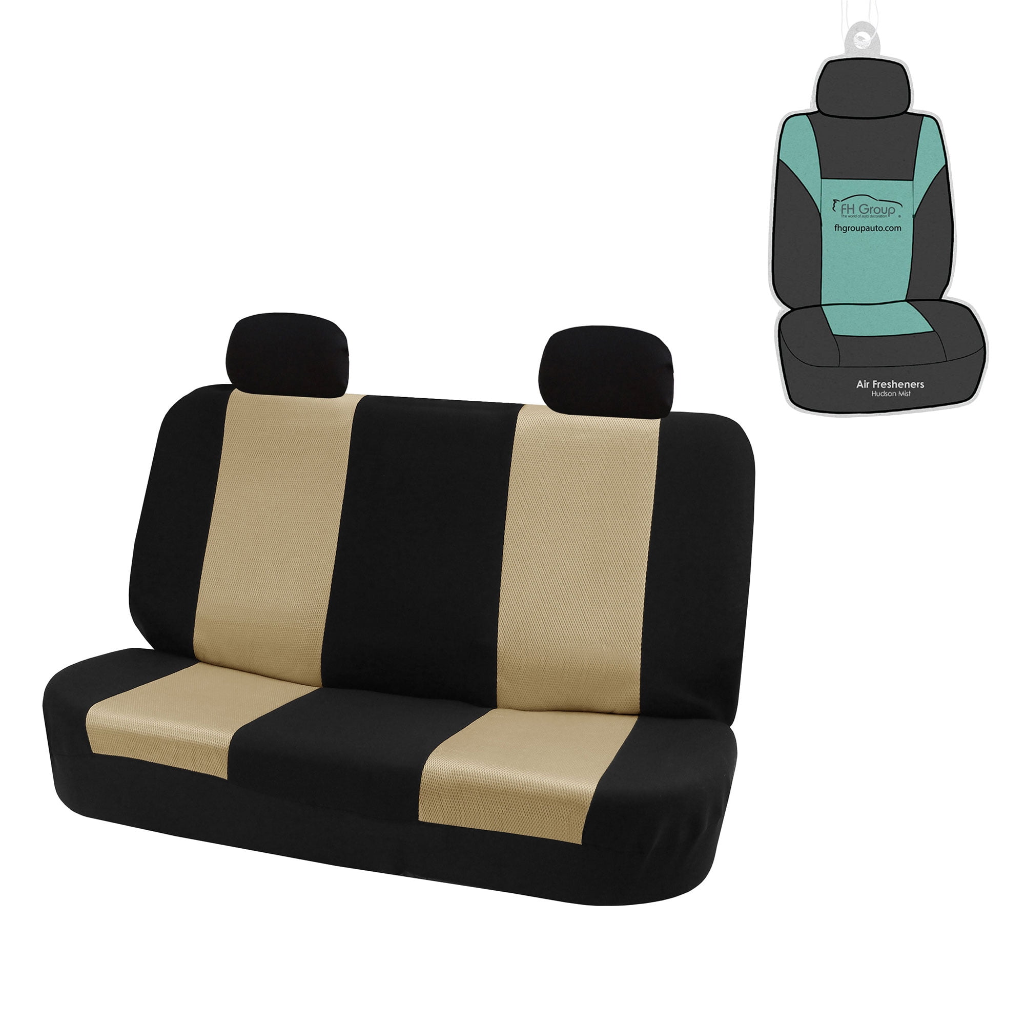 FH Group Classic Cloth Car Seat Cover, Universal Beige Rear Set Seat ...