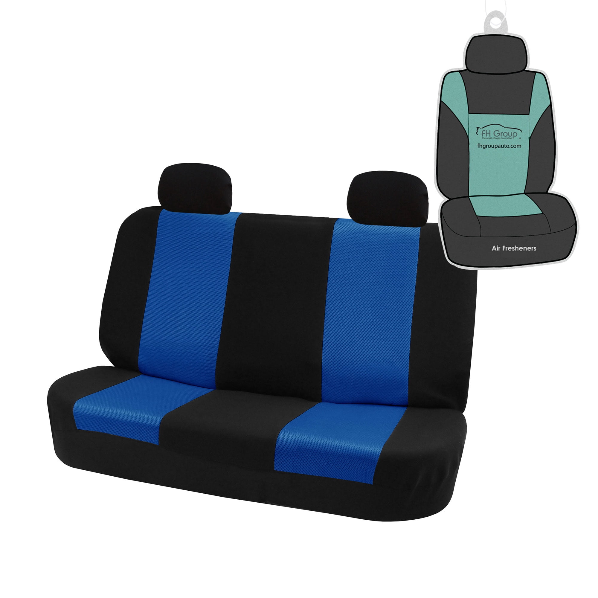 FH Group Classic Cloth Car Seat Cover, Universal Blue Rear Set Seat ...