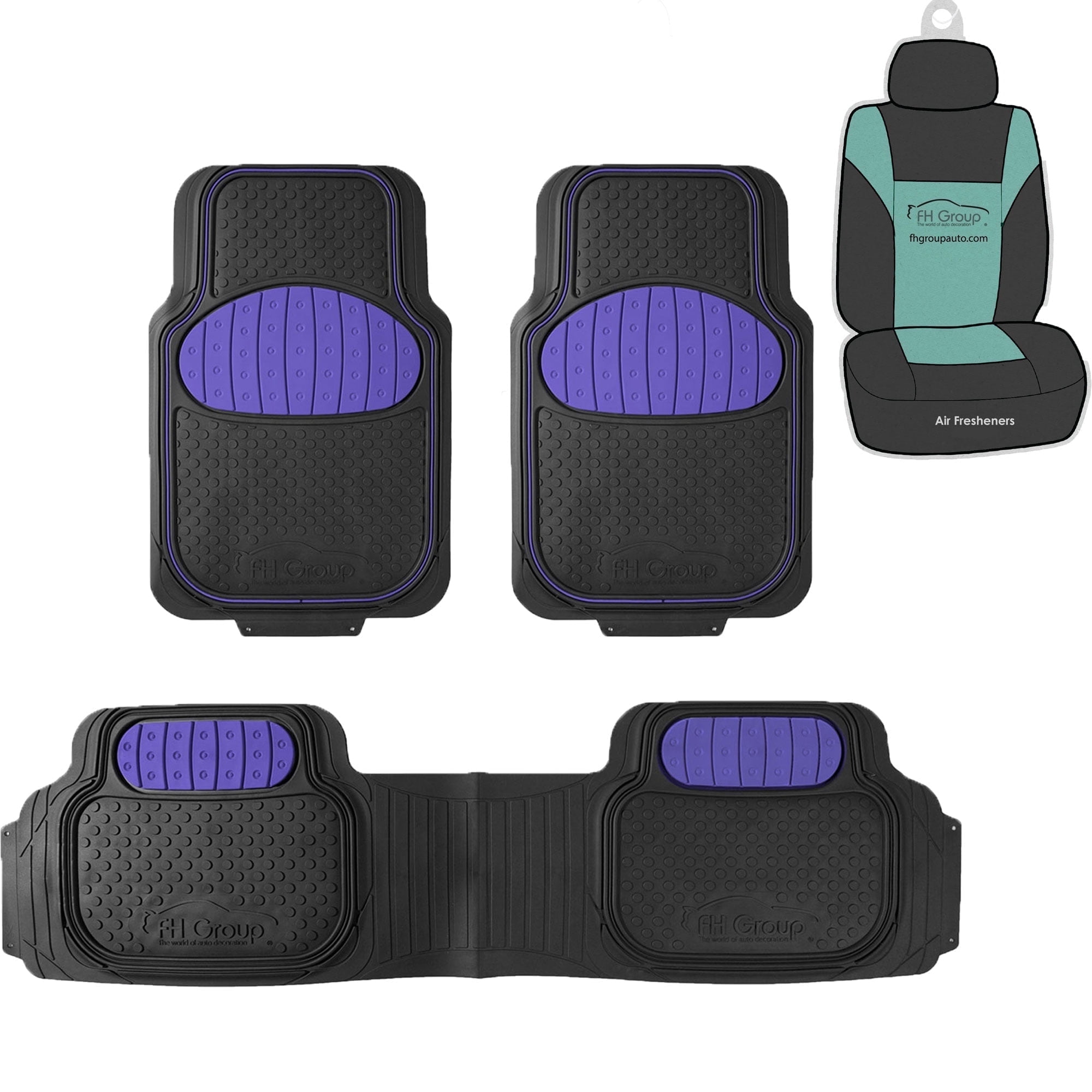 FH Group Climaproof Rubber Blue Car Floor Mats, Universal Fit 3pc Full ...
