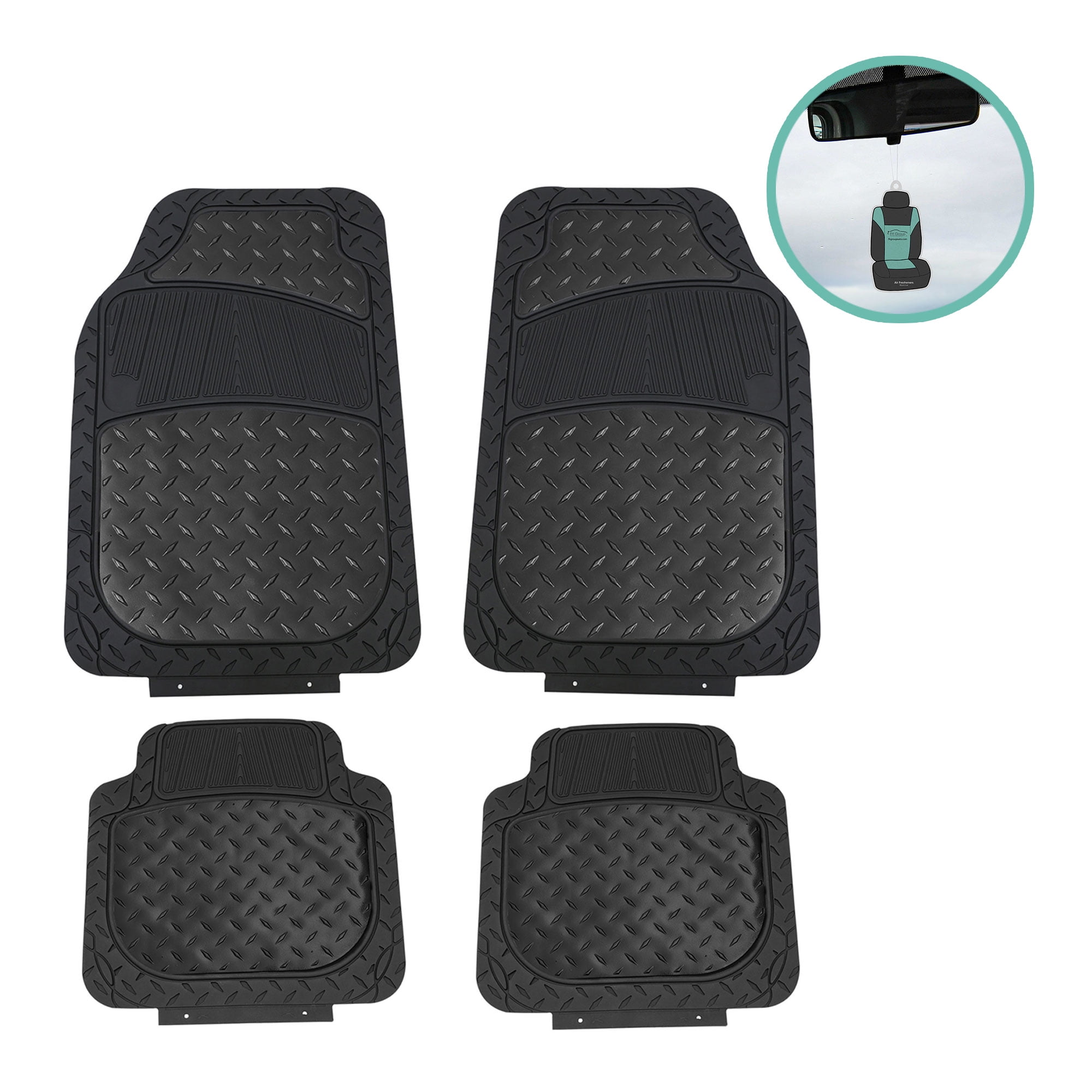 FH Group Climaproof Rubber Car Floor Mat, Universal 4pc Black Floor ...