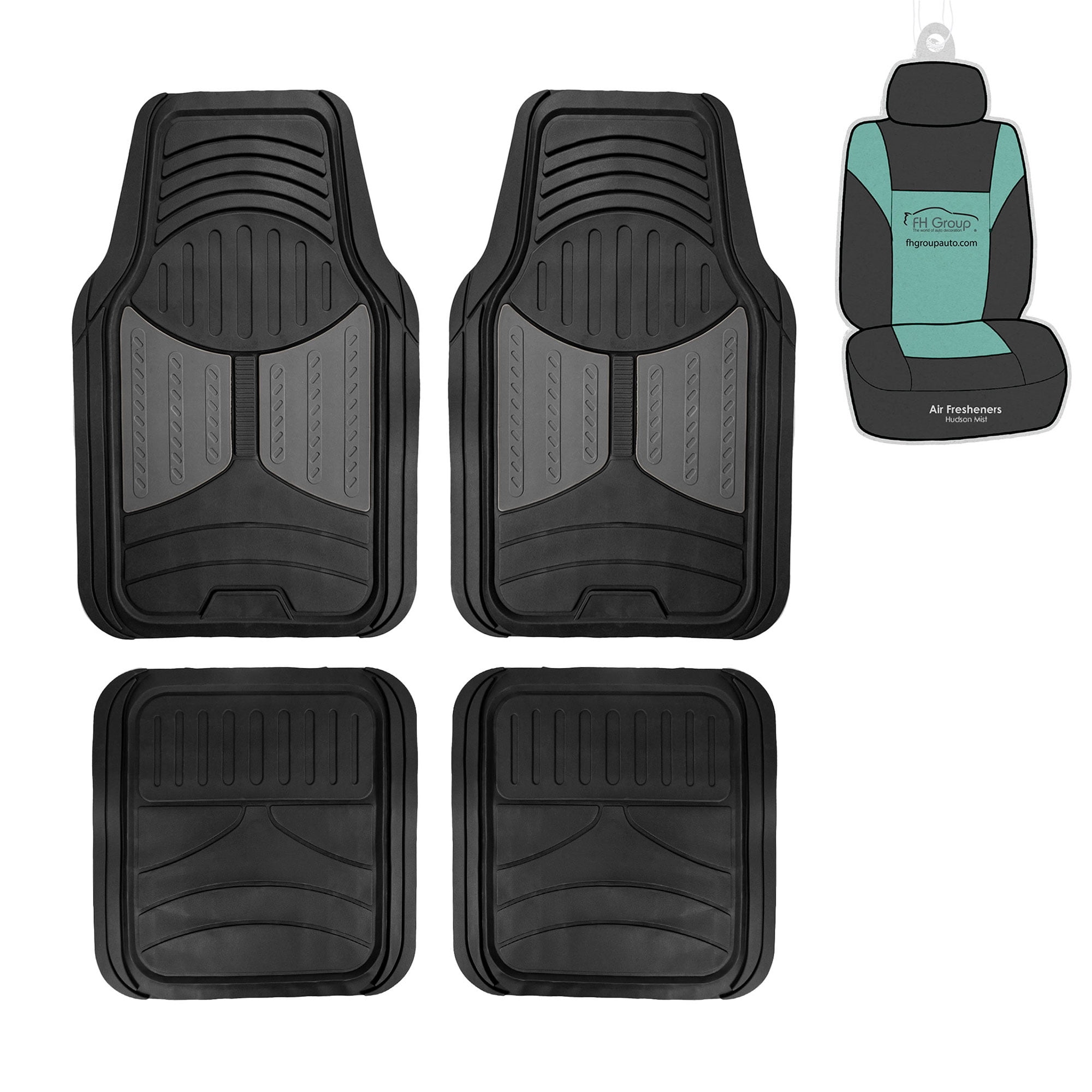FH Group Climaproof Rubber Gray Car Floor Mats, Universal Fit 4pc Full ...