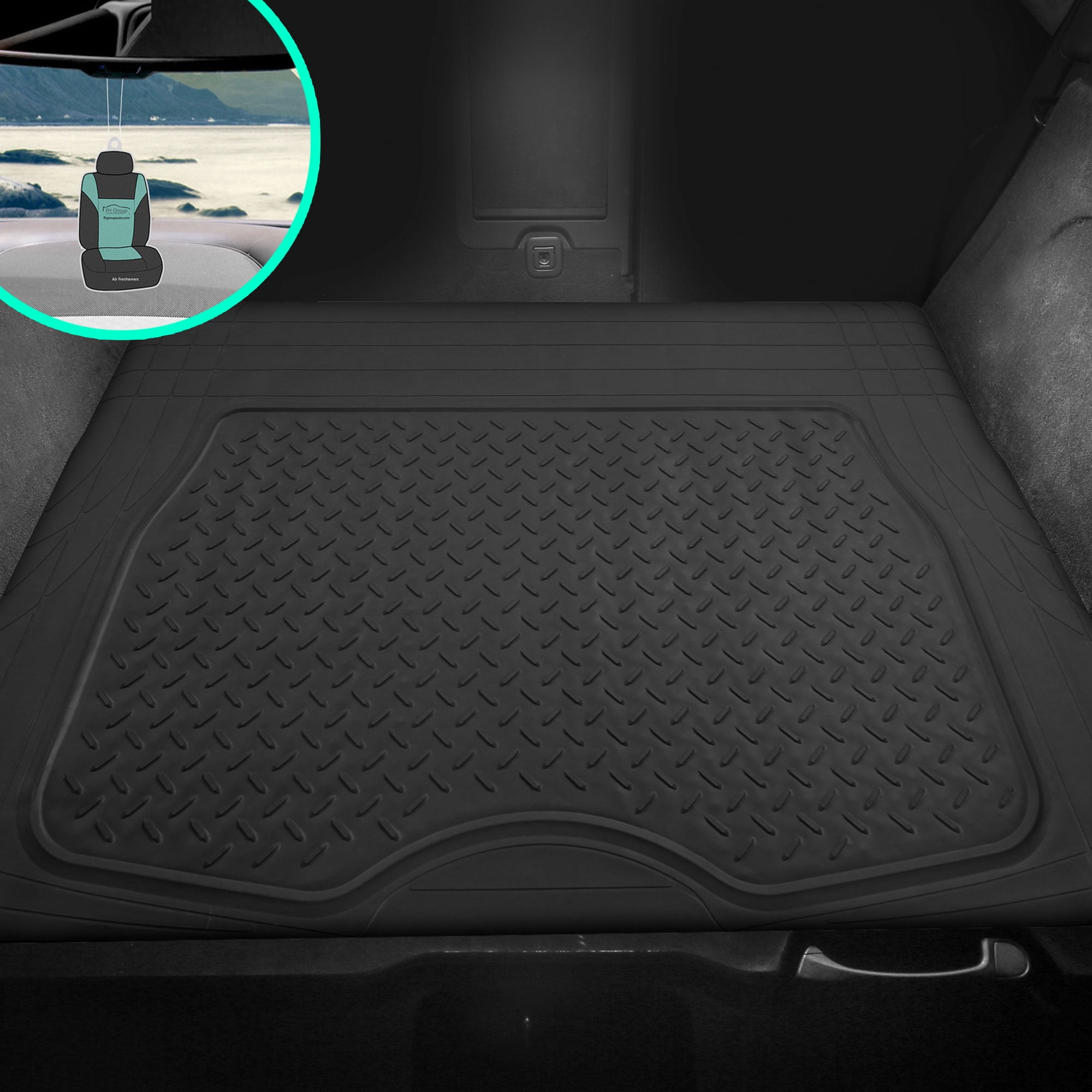 FH Group Climaproof Vinyl Black Trunk Car Floor Mats, Universal Fit 1pc ...