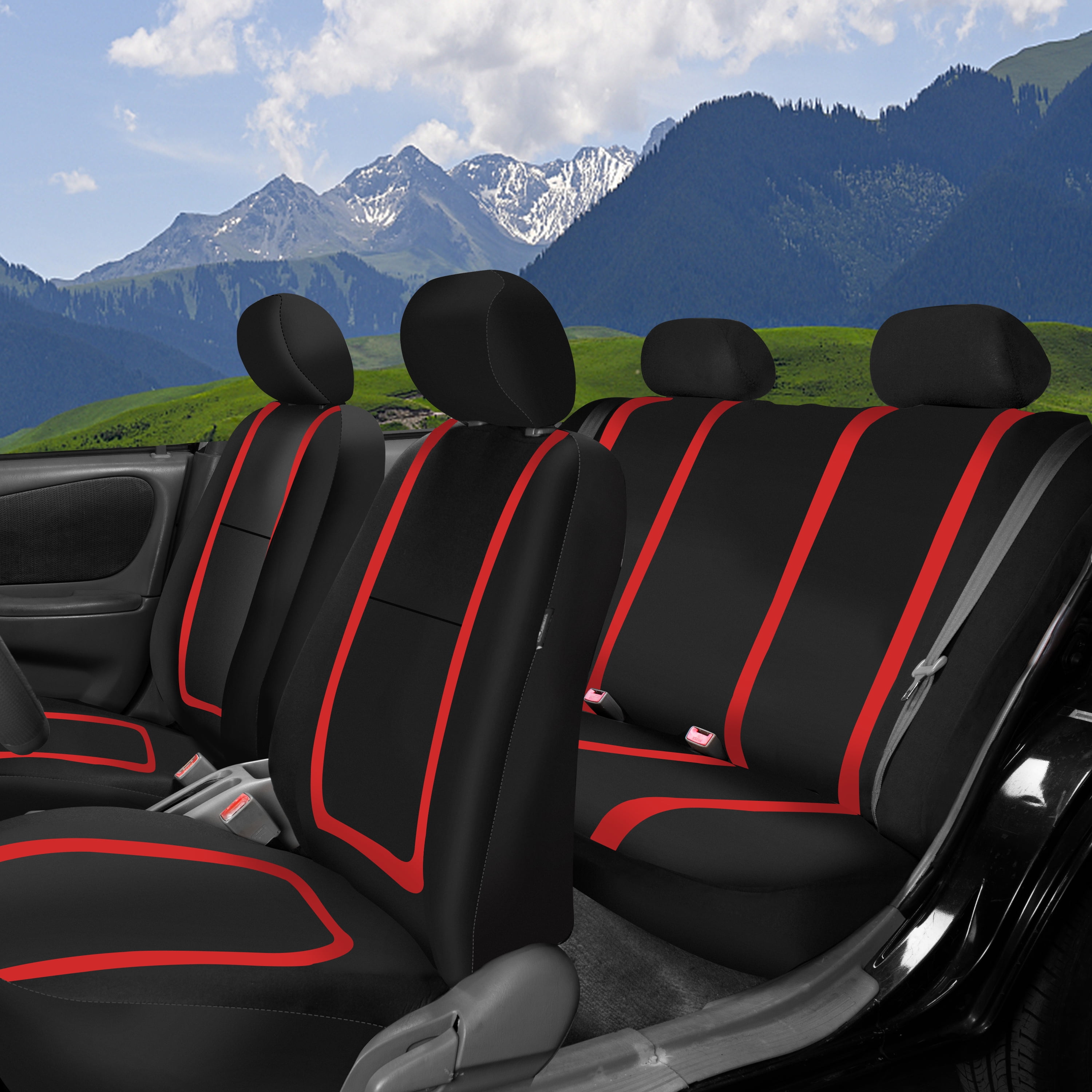 FH Group Cloth Car Seat Covers - Universal Fit Automotive Seat Covers ...