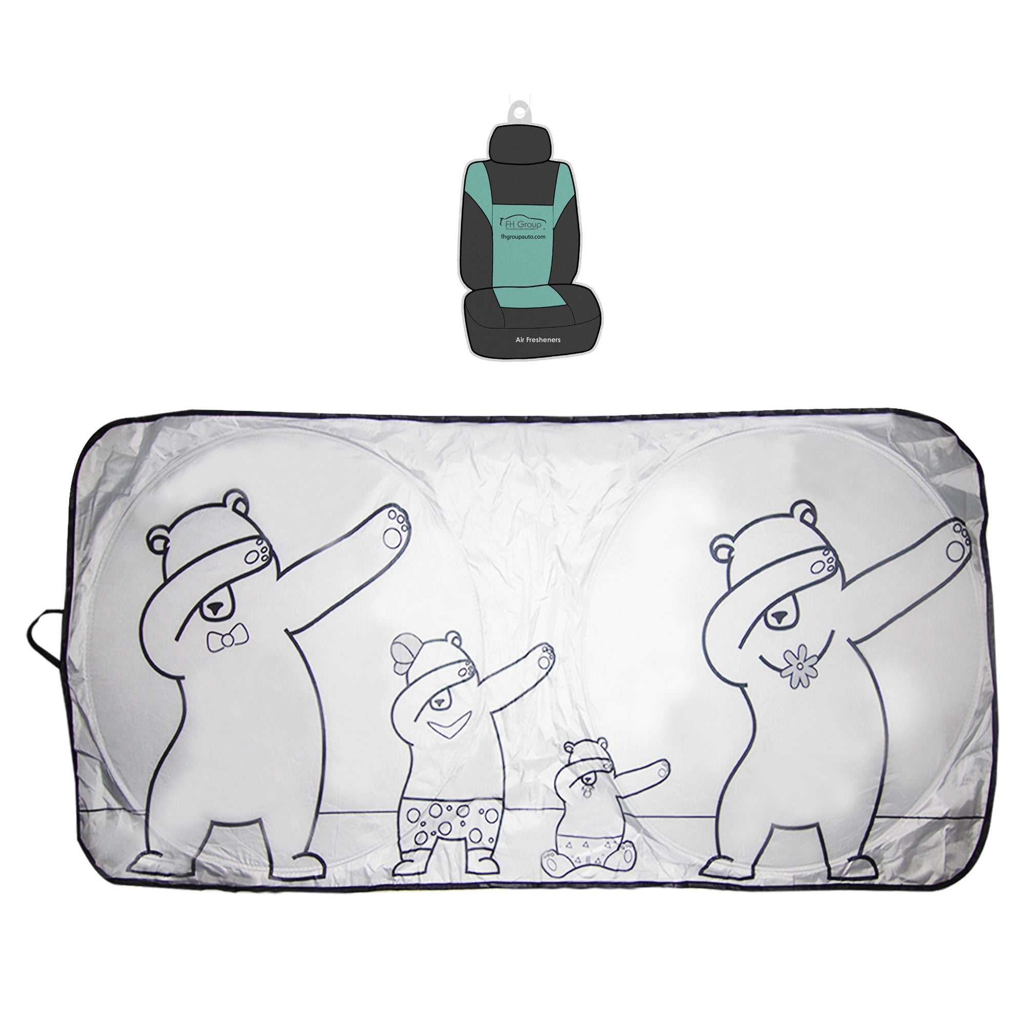 FH Group Dancing Bears Car Windshield Sun Shade with Air Freshener ...
