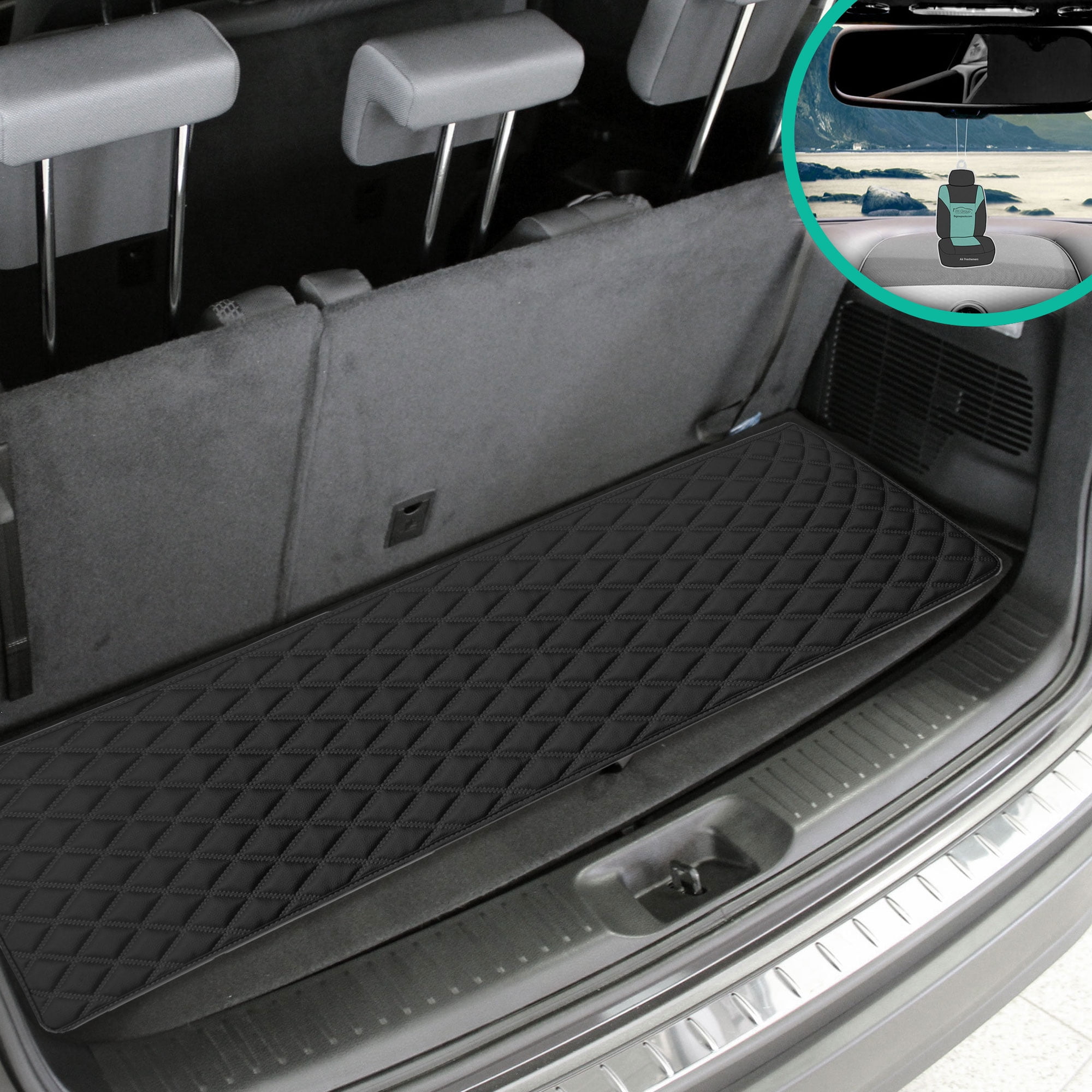 FH Group Deluxe Faux Leather Universal 14” Cargo Liner Floor Mats w ...