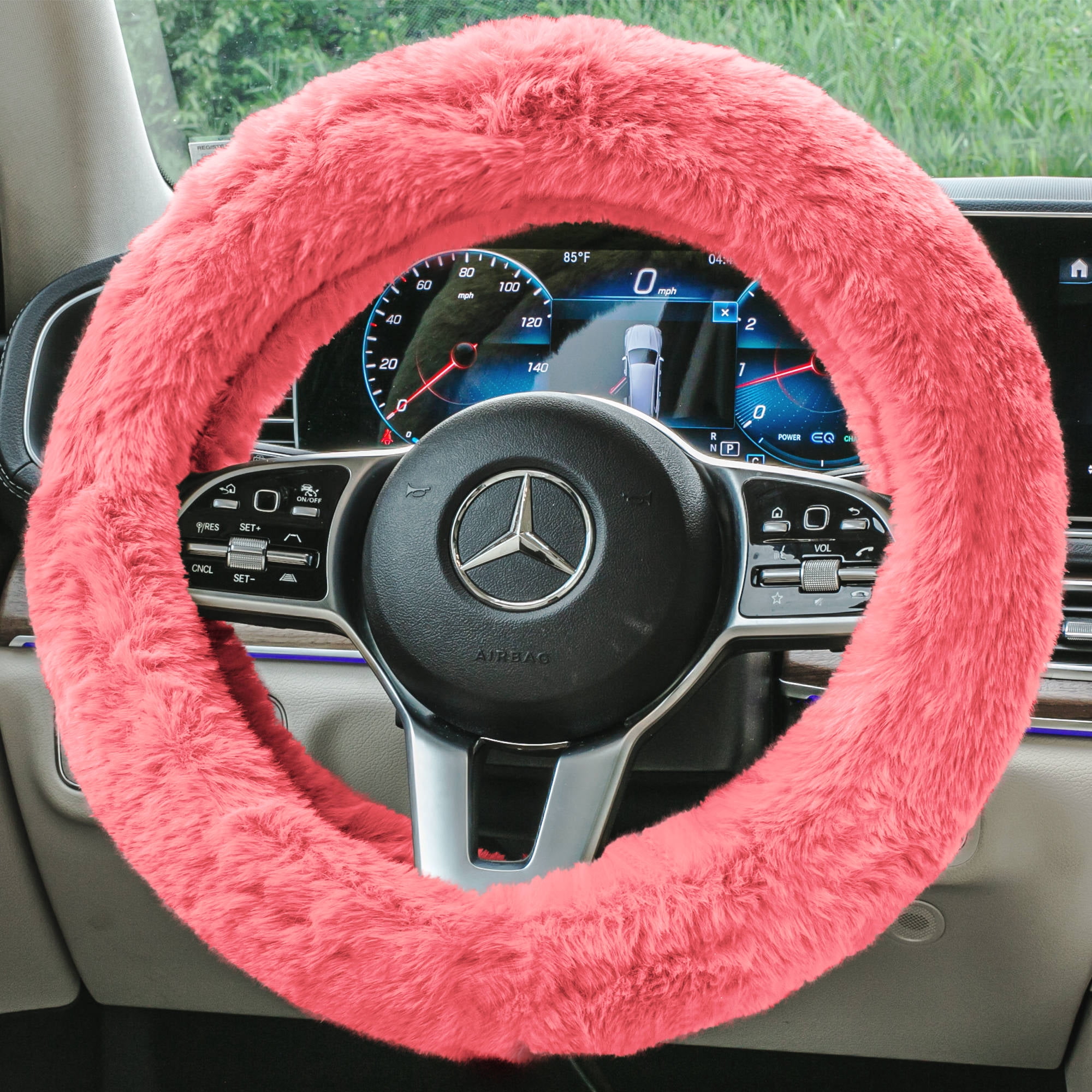 FH Group Faux Fur Plush Steering Wheel Cover, Universal Fit, Cozy and ...