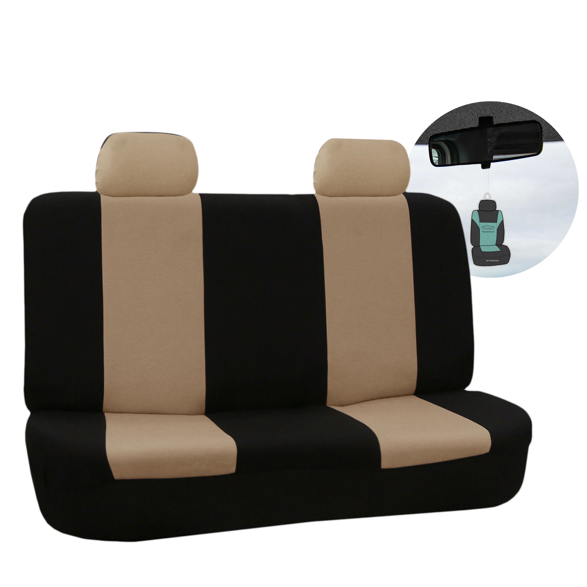 FH Group Flat Cloth Car Seat Cover, Universal Beige Rear Set Seat ...