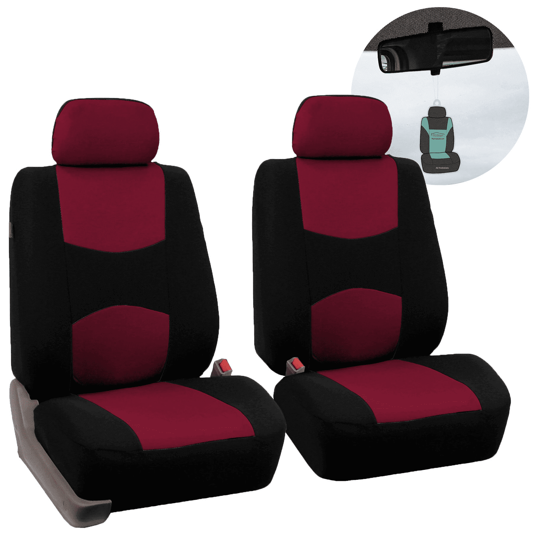 FH Group Flat Cloth Car Seat Cover, Universal Burgundy Front Set Seat ...