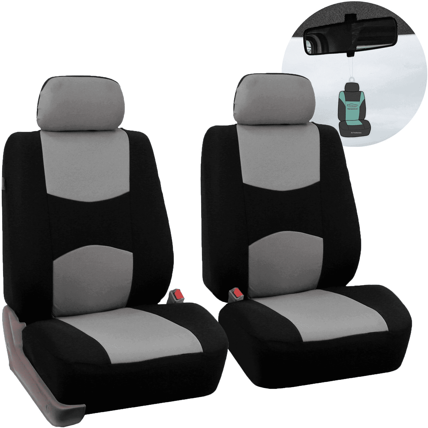 FH Group Flat Cloth Car Seat Cover, Universal Gray Front Set Seat ...