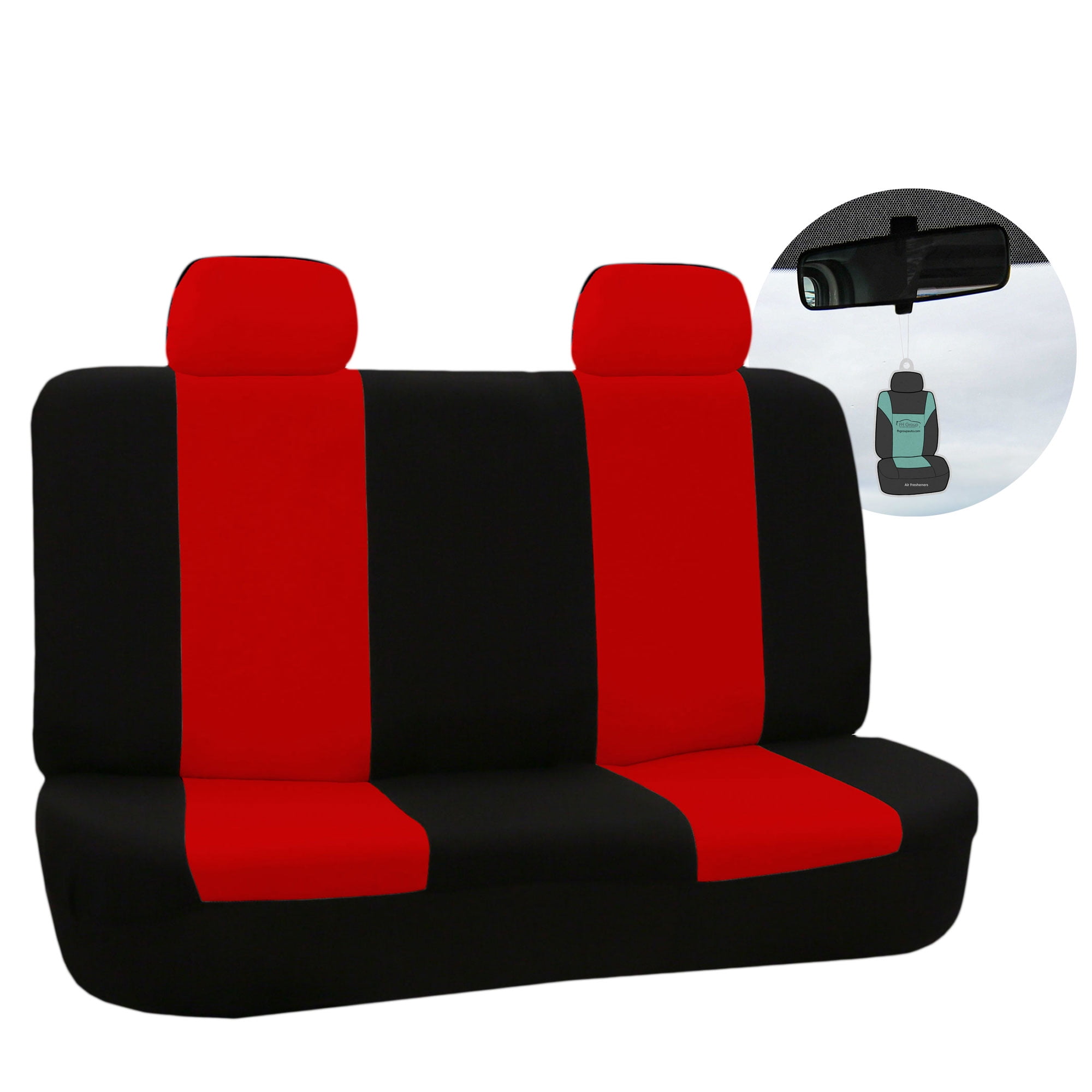 FH Group Flat Cloth Car Seat Cover, Universal Red Rear Set Seat Covers ...