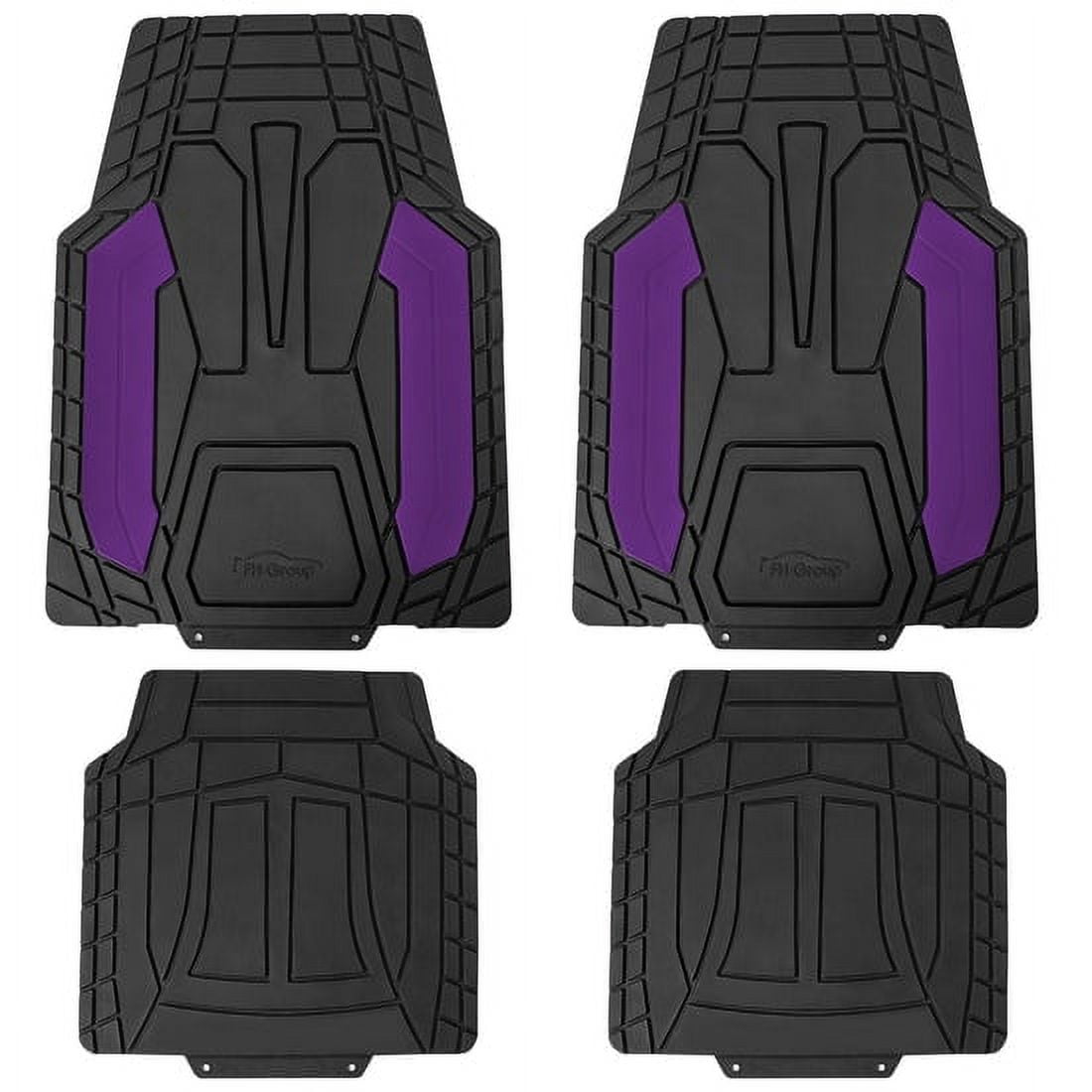FH Group Heavy Duty Rubber Car Floor Mats, Purple 4pc Full Set with Air ...