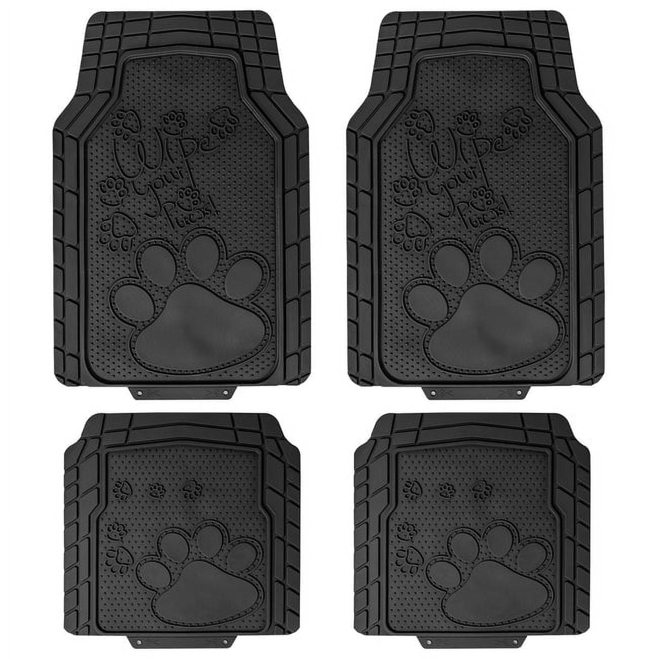 FH Group Heavy Duty Rubber Car Floor Mats, Universal Beige Paw Print ...