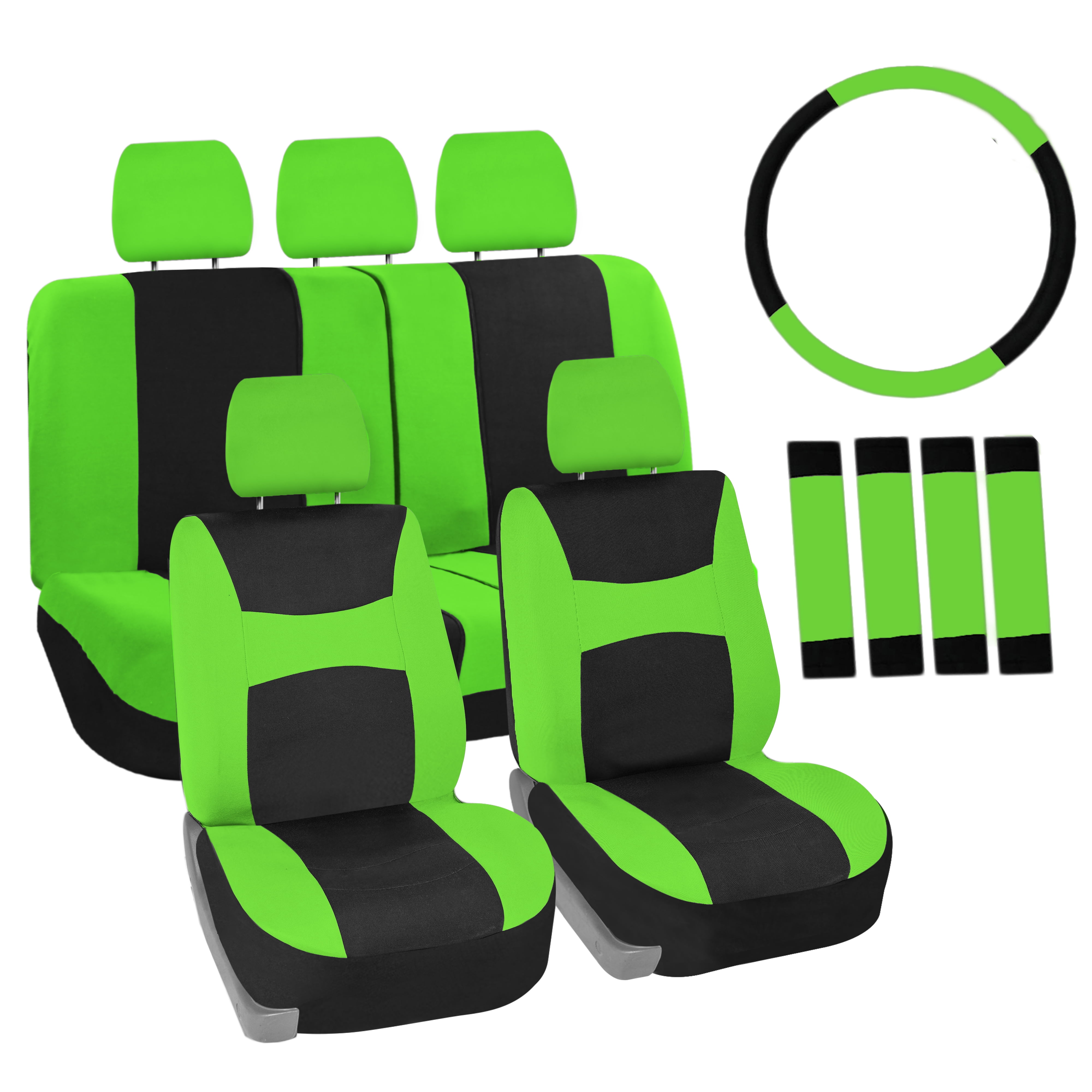 FH Group Green Light Breezy Fabric Auto Seat Covers Full Set