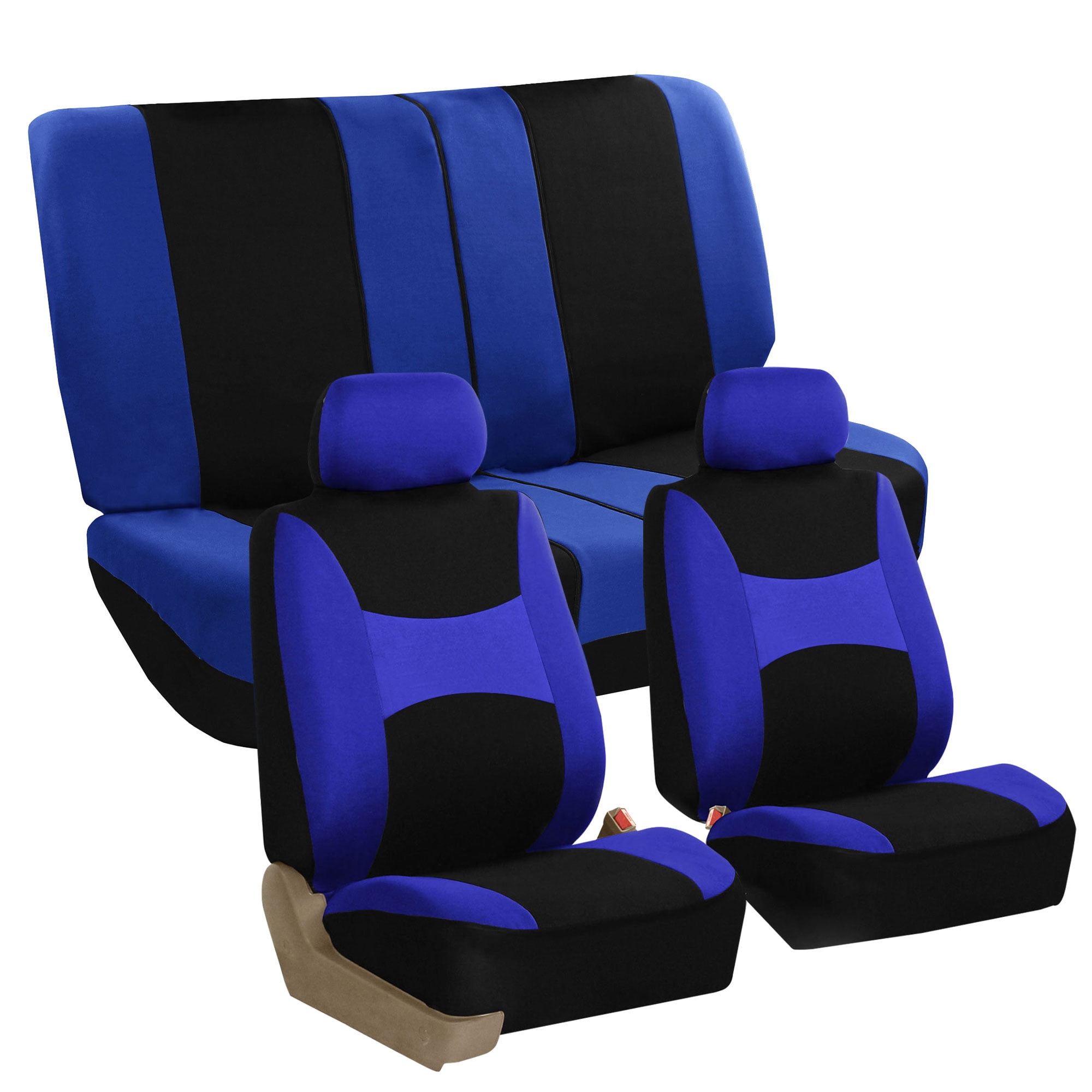 FH Group Light & Breezy Seat Covers for Auto, 2 Headrests Full Auto Seat Covers Set, Blue and ...