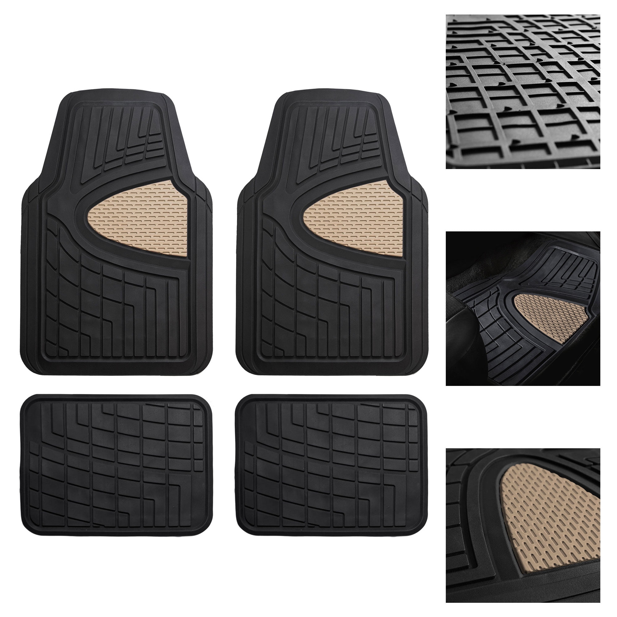 FH Group New 4pcs Floor Mats Set For Car Truck Mat Set Beige with Free ...