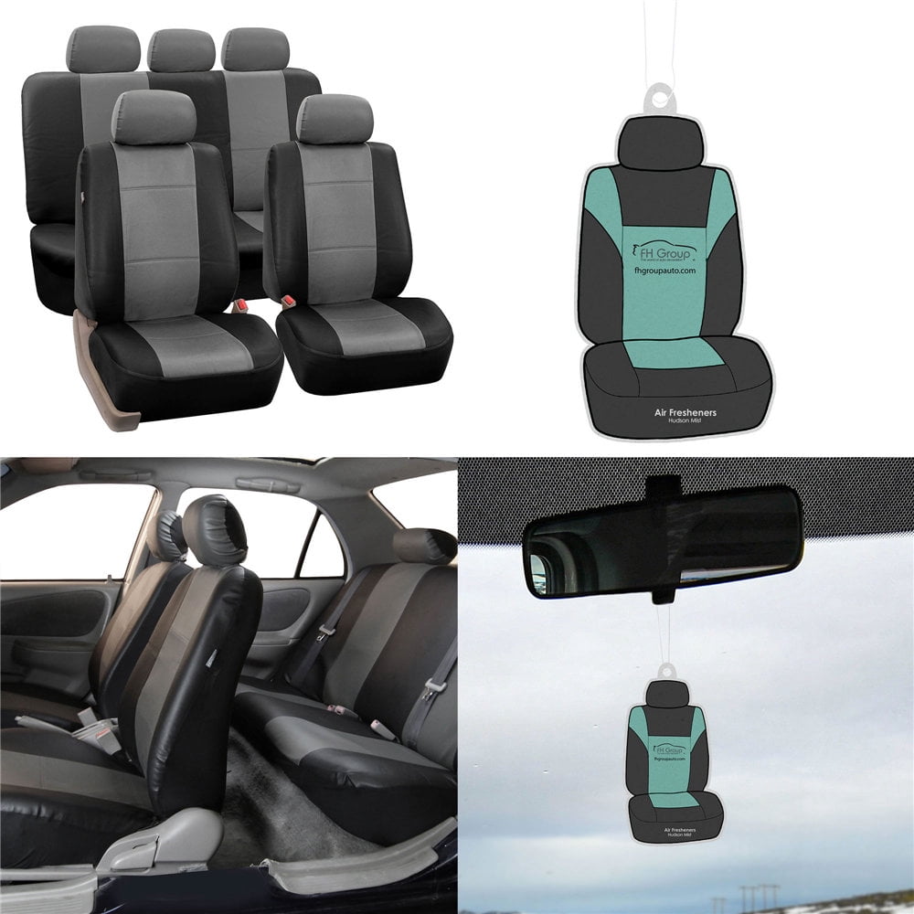 FH Group Gray PU Leather Car Seat Covers - Walmart.com