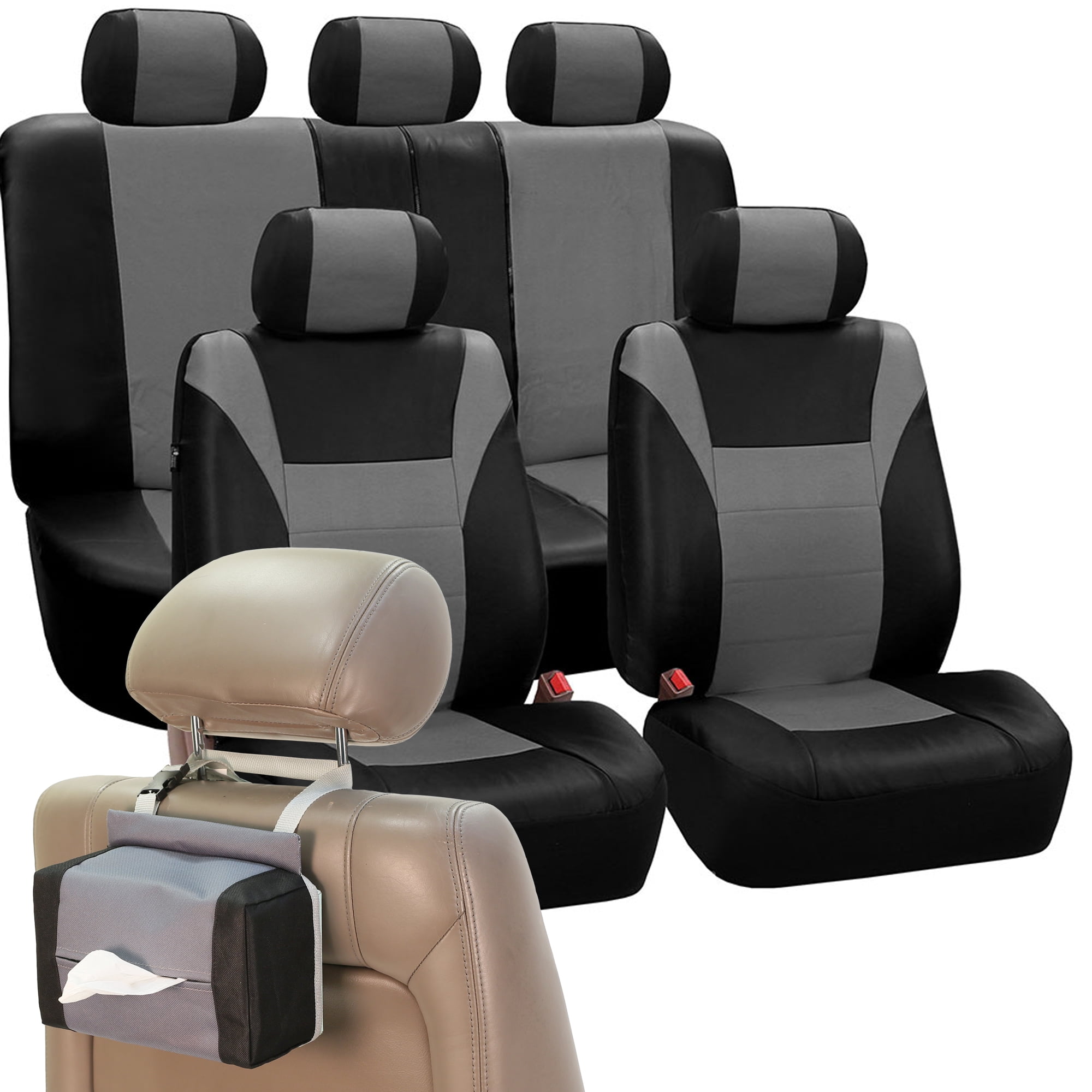 FH Group PU Leather Racing Car Seat Covers for Auto, Airbag Compatible ...