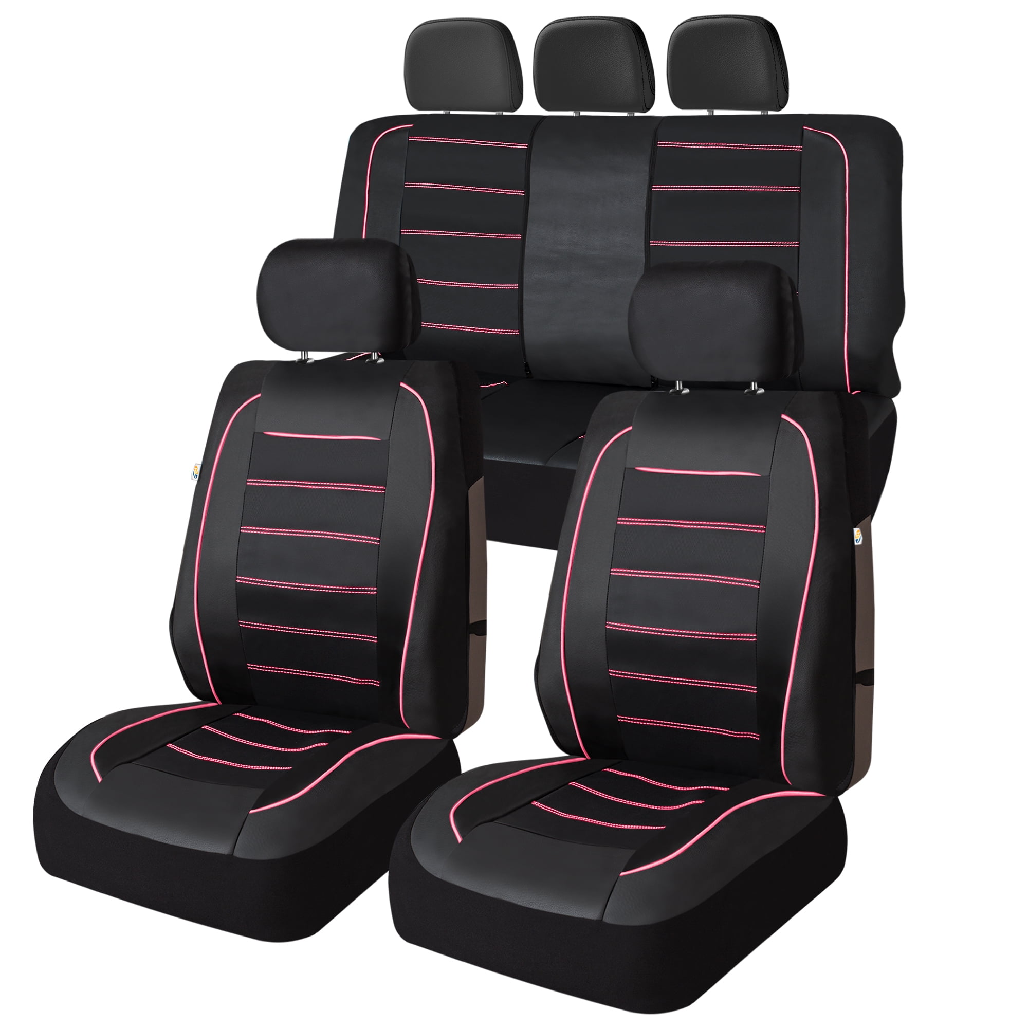 FH Group Premier Leatherette Car Seat Covers, Universal Pink Full Set ...