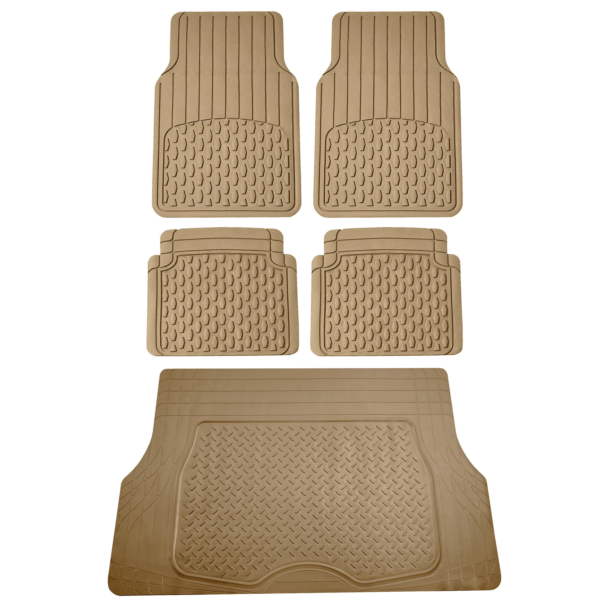 FH Group, Premium Rubber Mats Combo Beige Floor Mats & Beige Cargo ...