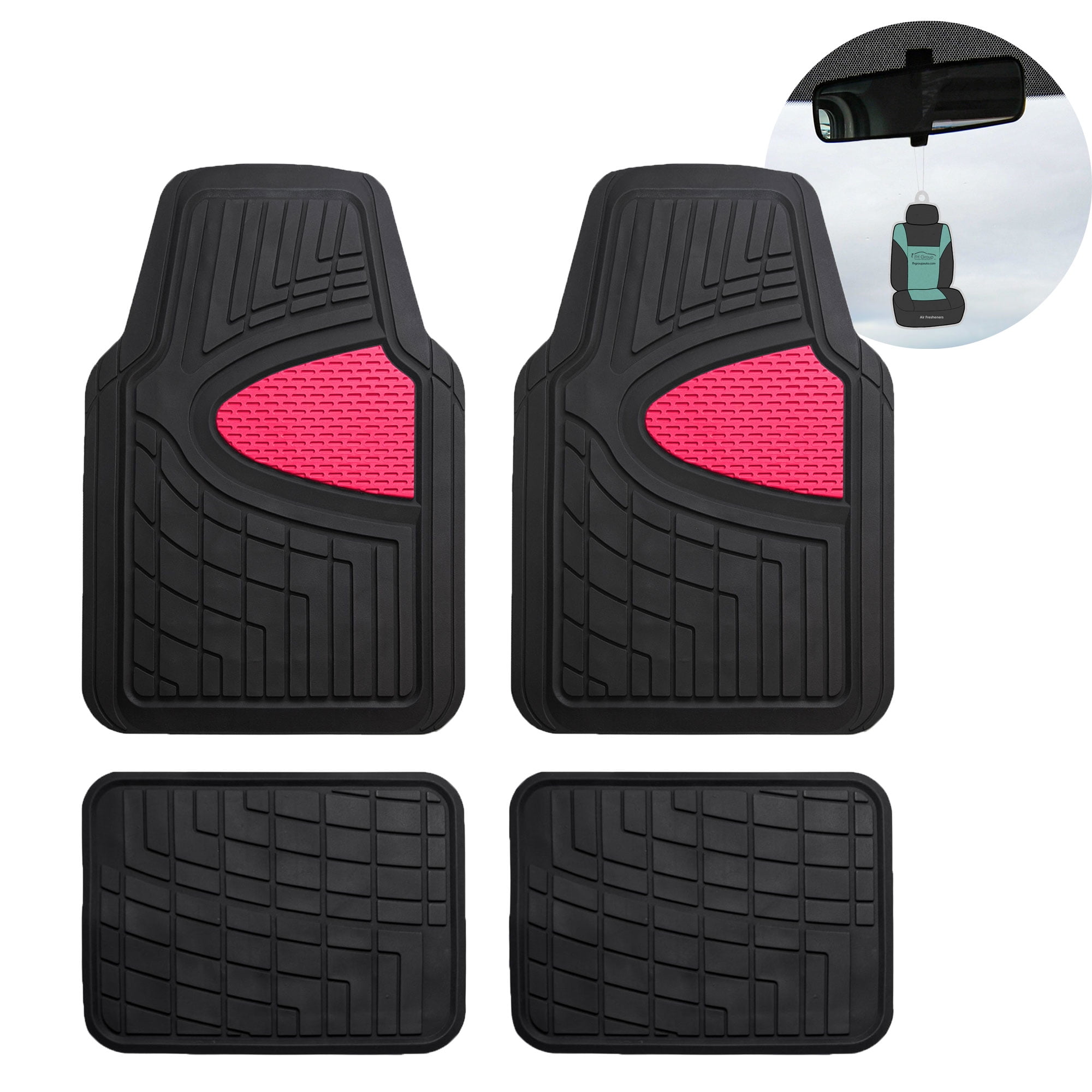 FH Group Rubber Non-Slip Pink Car Floor Mats, Universal Fit 4pc Full ...