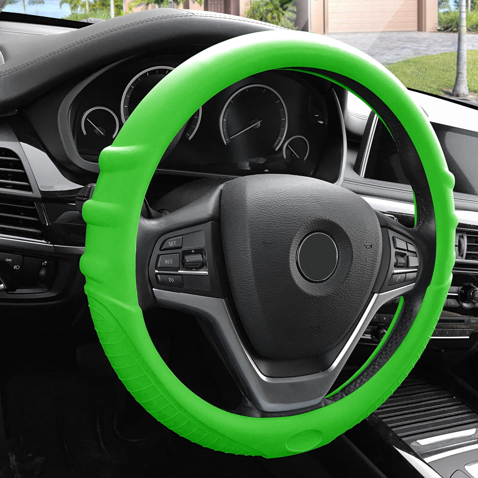 FH Group, Silicone Steering wheel cover Grip Marks Design Green for ...