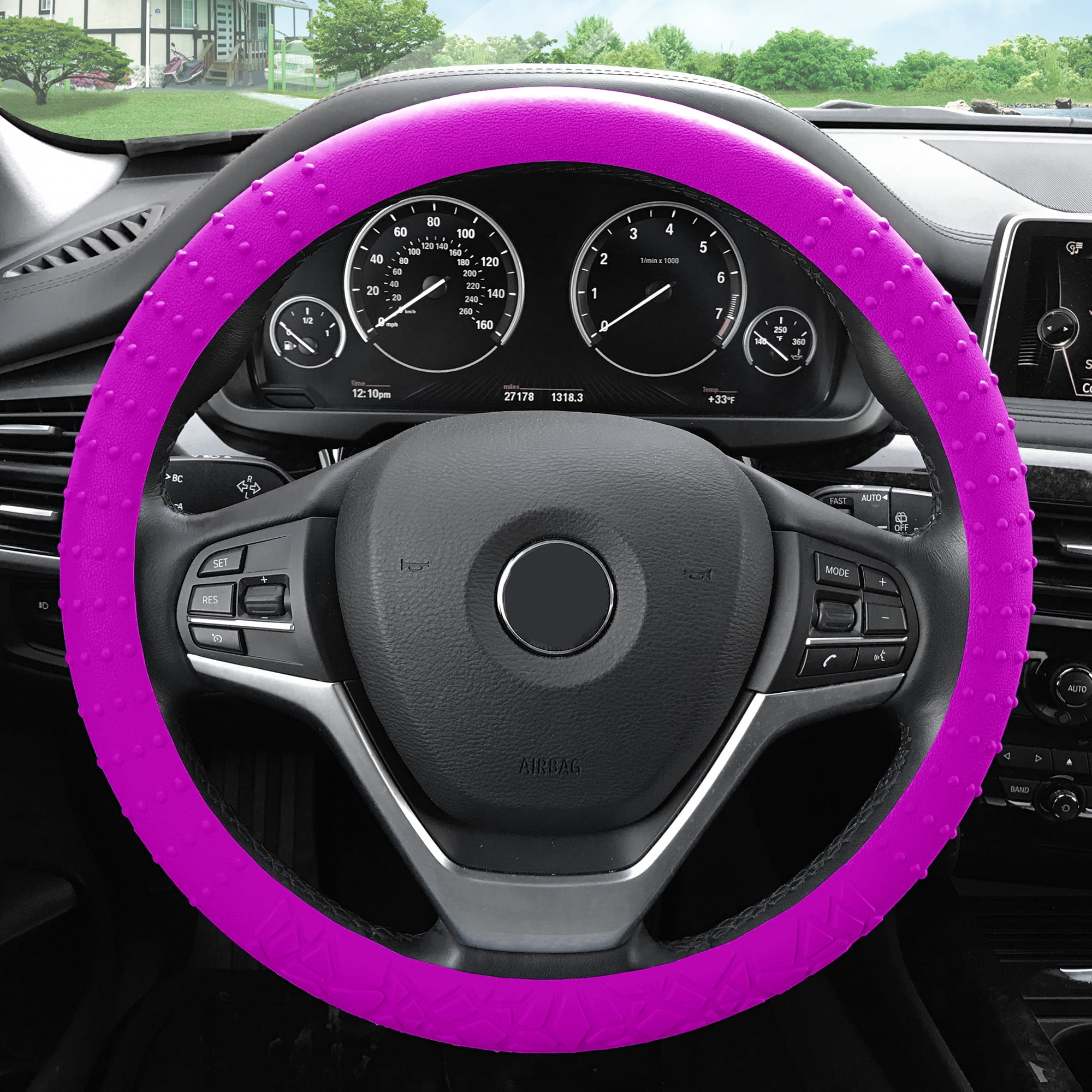 FH Group Soft Silicone Steering Wheel Cover with Textured Pattern and ...