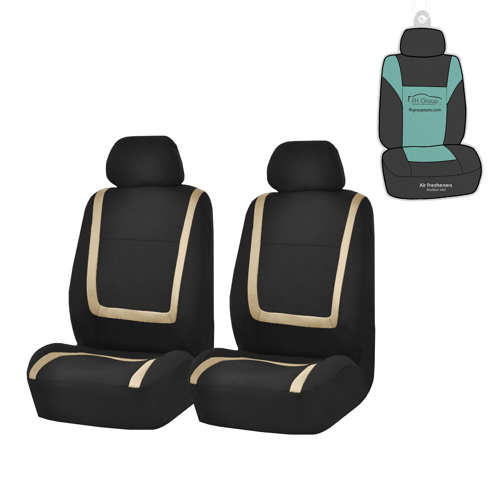 FH Group Beige Universal Car Seat Covers with Air Freshener, Fabric ...