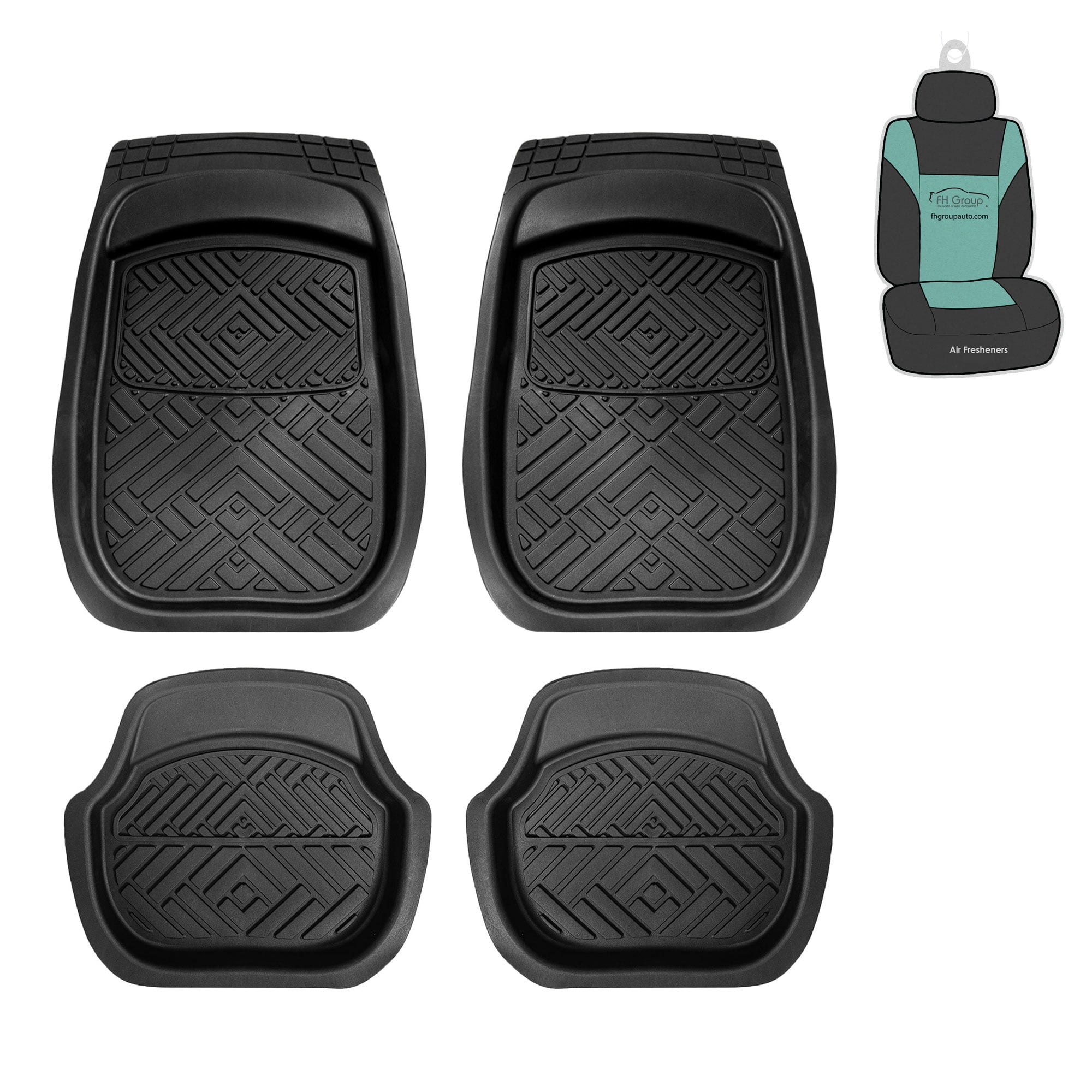FH Group Universal Climaproof 4pcs PVC Rubber Car Floor Mats w. Air ...
