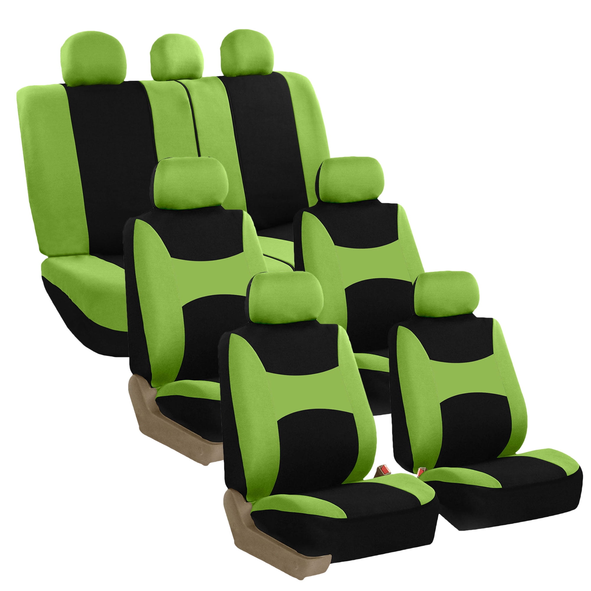 FH Group Universal Fit 3 Rows Flat Cloth Car Seat Covers for Auto ...
