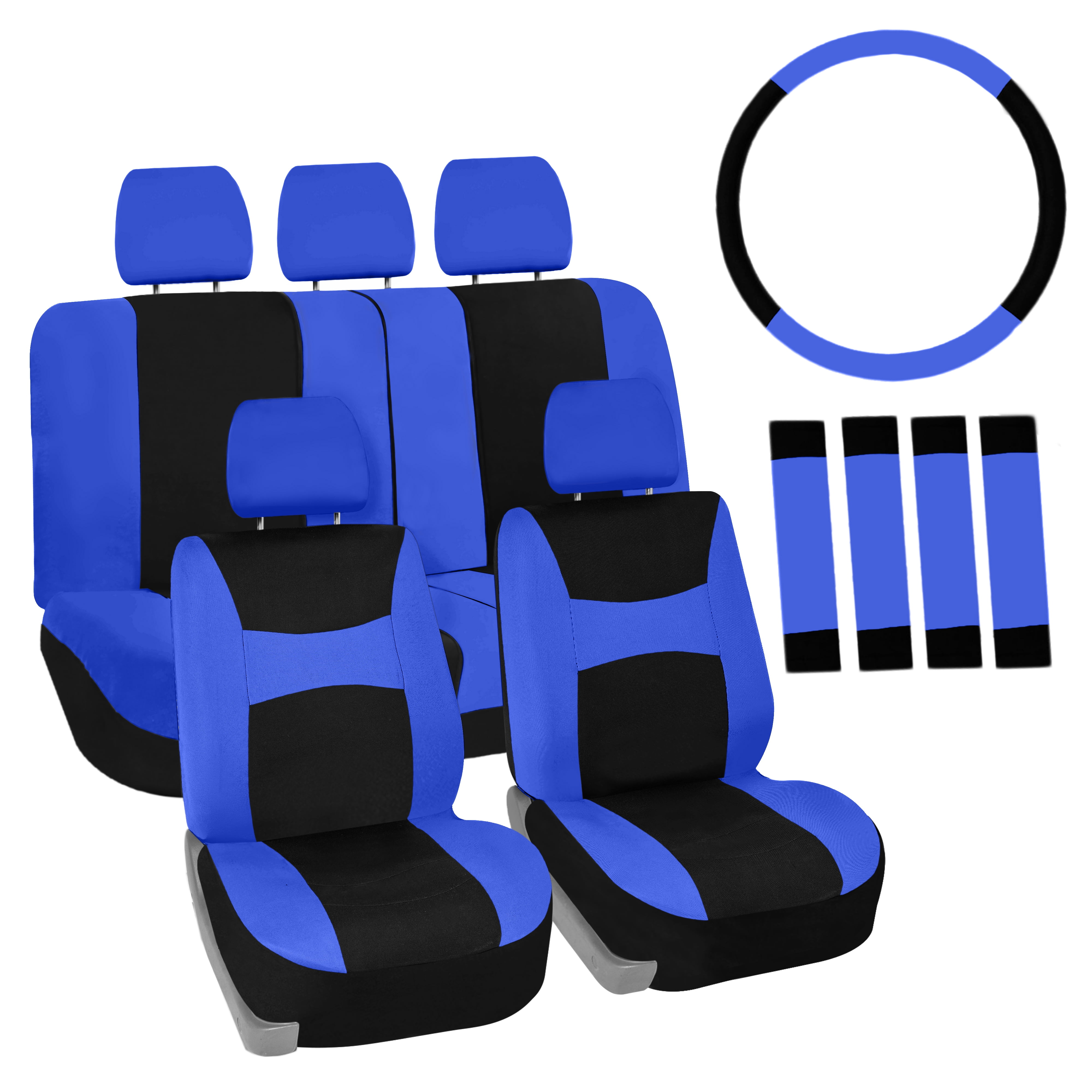 FH Group Universal Fit Cloth Car Seat Covers Set with Extras ...