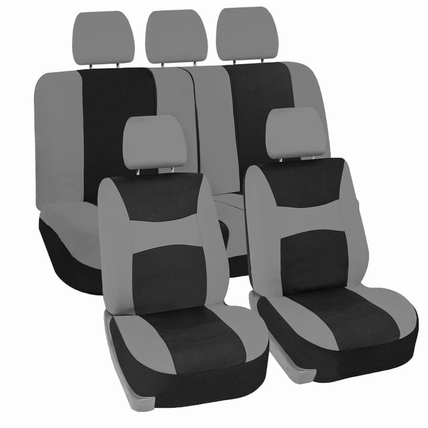 FH Group Universal Fit Cloth Car Seat Covers Full Set with Extras ...