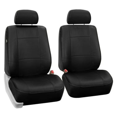 BDK Classic Black Faux Leather Car Seat Covers Full Set, Front & Rear ...