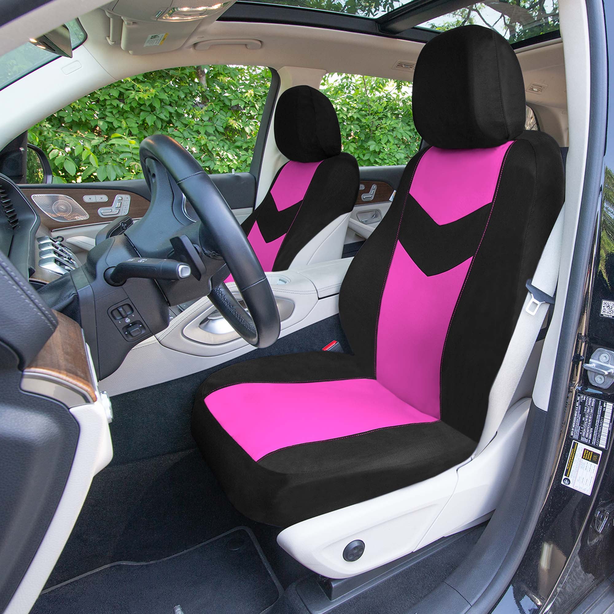 FH Group Universal Fit Pink Car Seat Covers, Chevron Cloth Seat ...