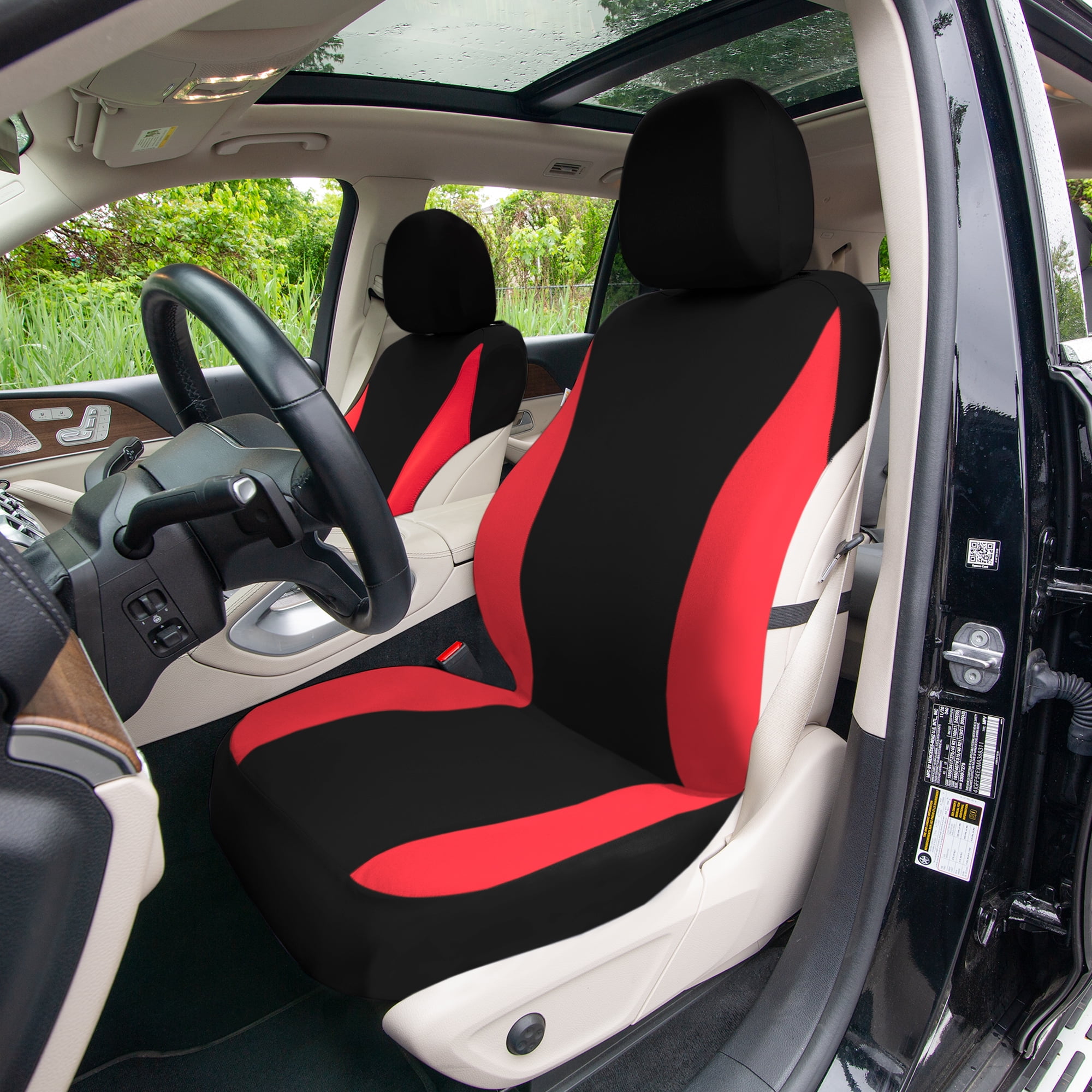 FH Group Universal Fit Red Car Seat Covers, Classic Cloth Seat ...