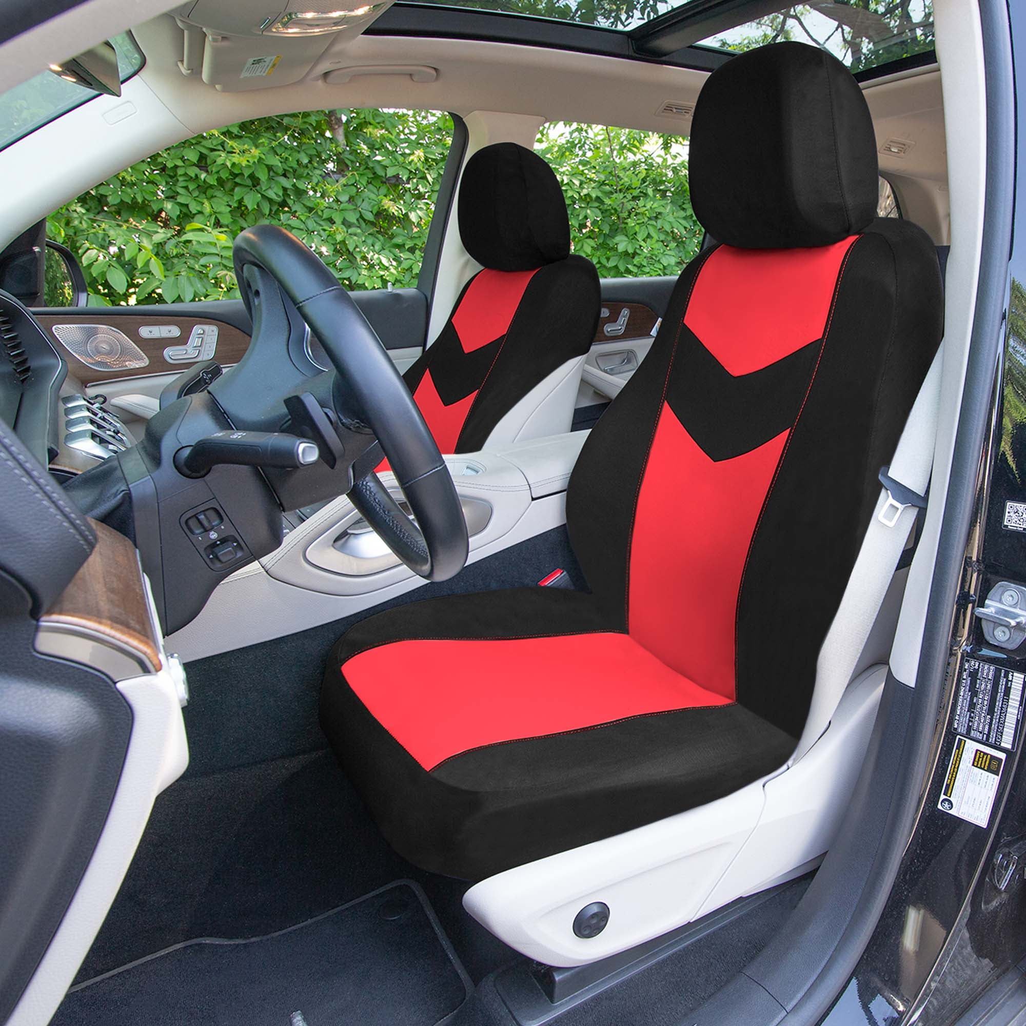 FH Group Universal Fit Red Car Seat Covers, Classic Cloth Seat ...