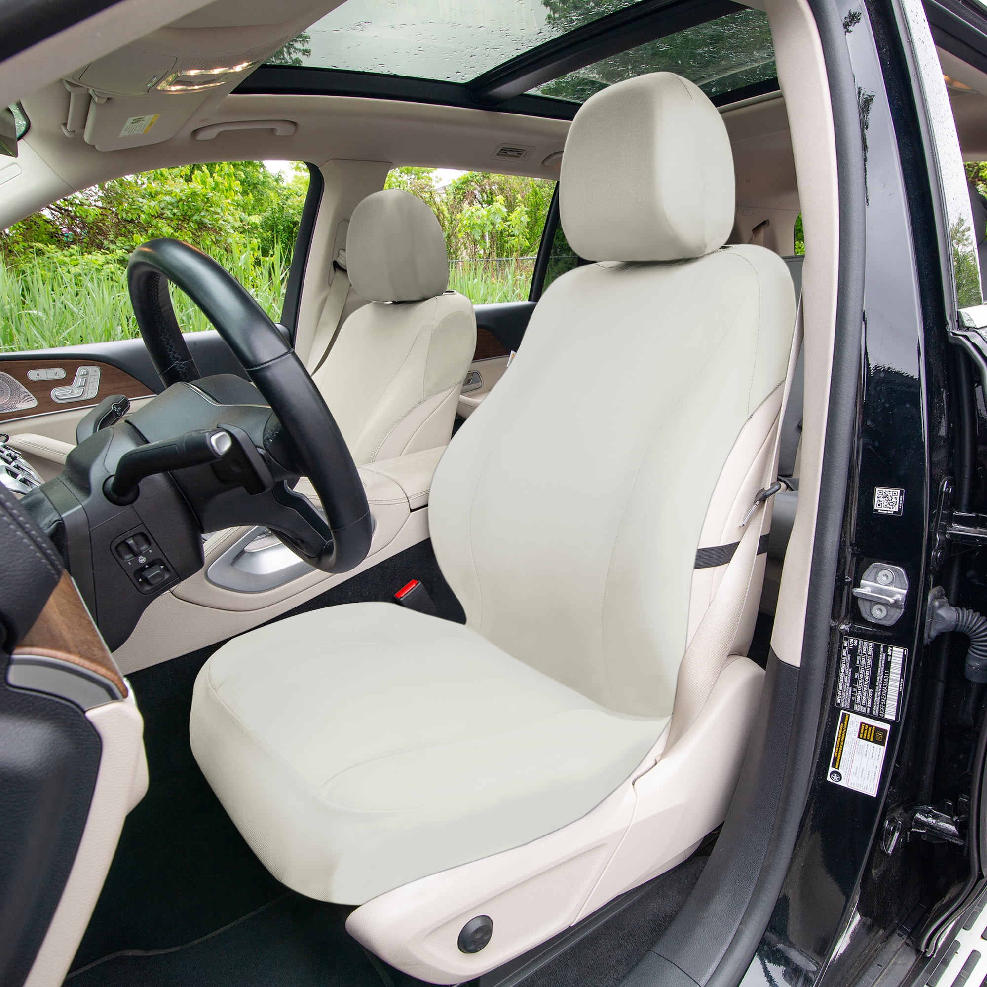 FH Group Universal Fit Solid Beige Car Seat Covers, Classic Cloth Seat Protector for Trucks ...
