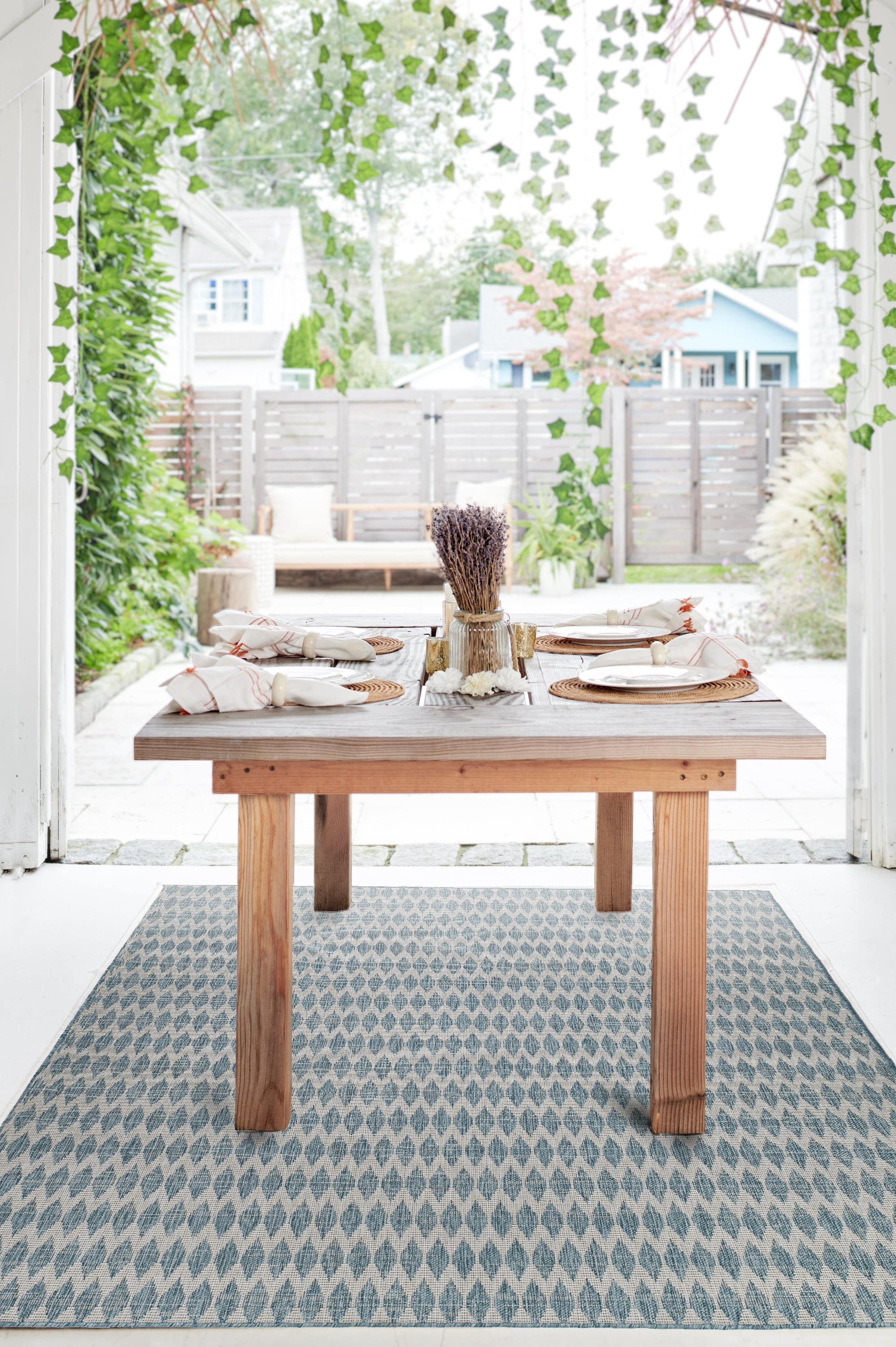FH Home Flat Woven Outdoor Rug - Waterproof, Easy to Clean, Stain ...